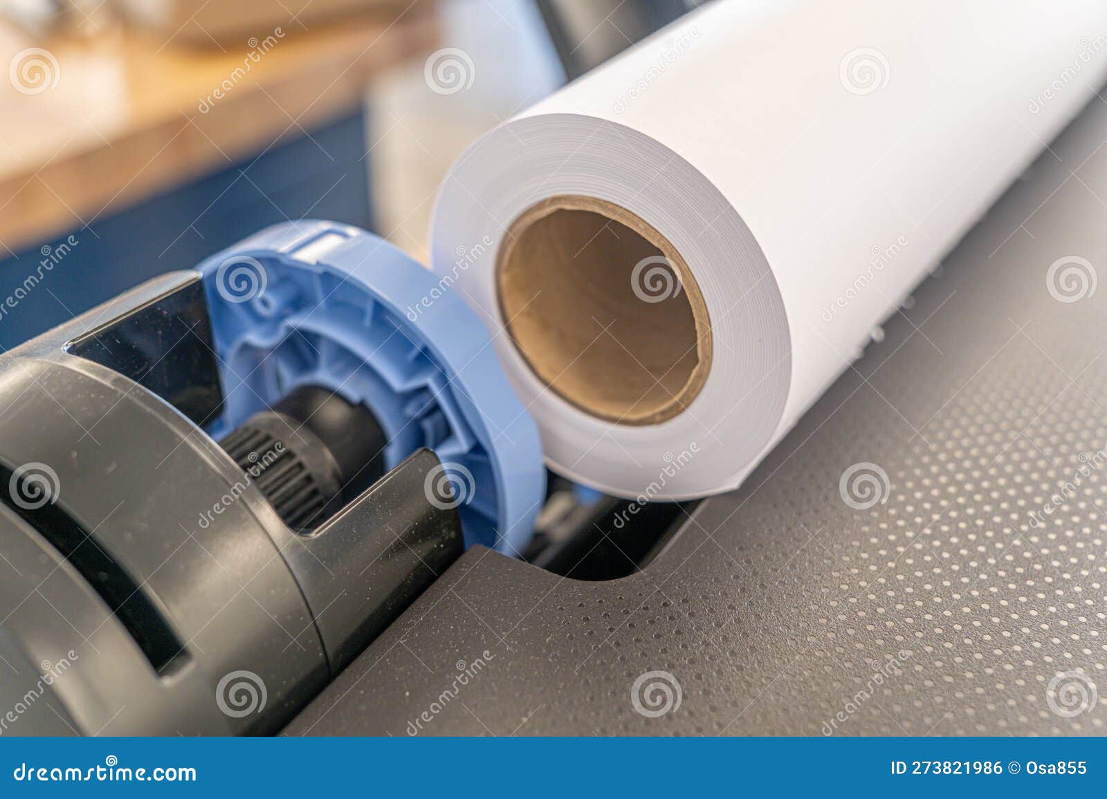Roll of White Printing Paper To Be Loaded on Printer Stock Photo ...