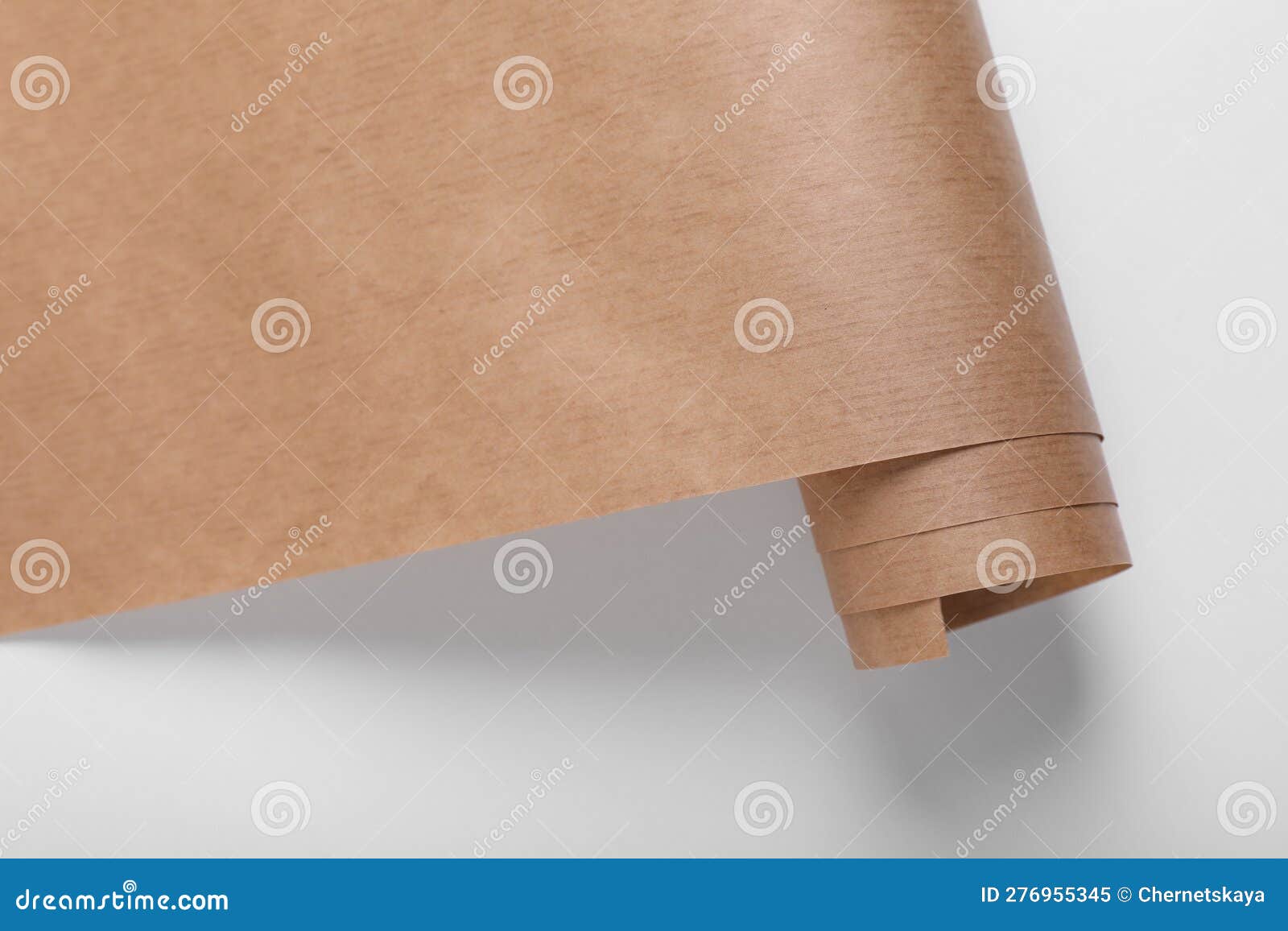Roll of Wrapping Paper on White Background, Top View Stock Image ...