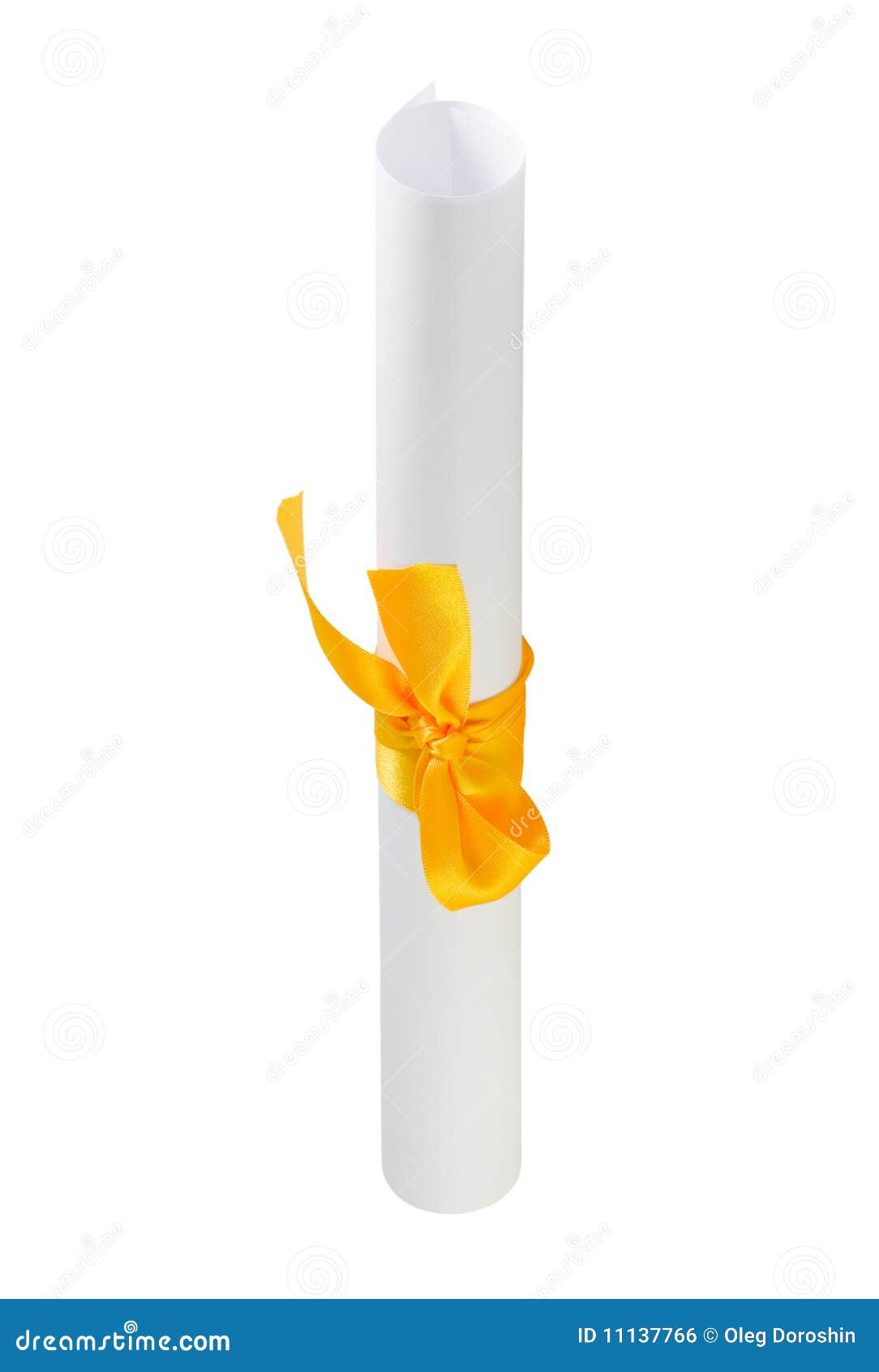 Roll with a yellow ribbon stock photo. Image of graduation - 11137766