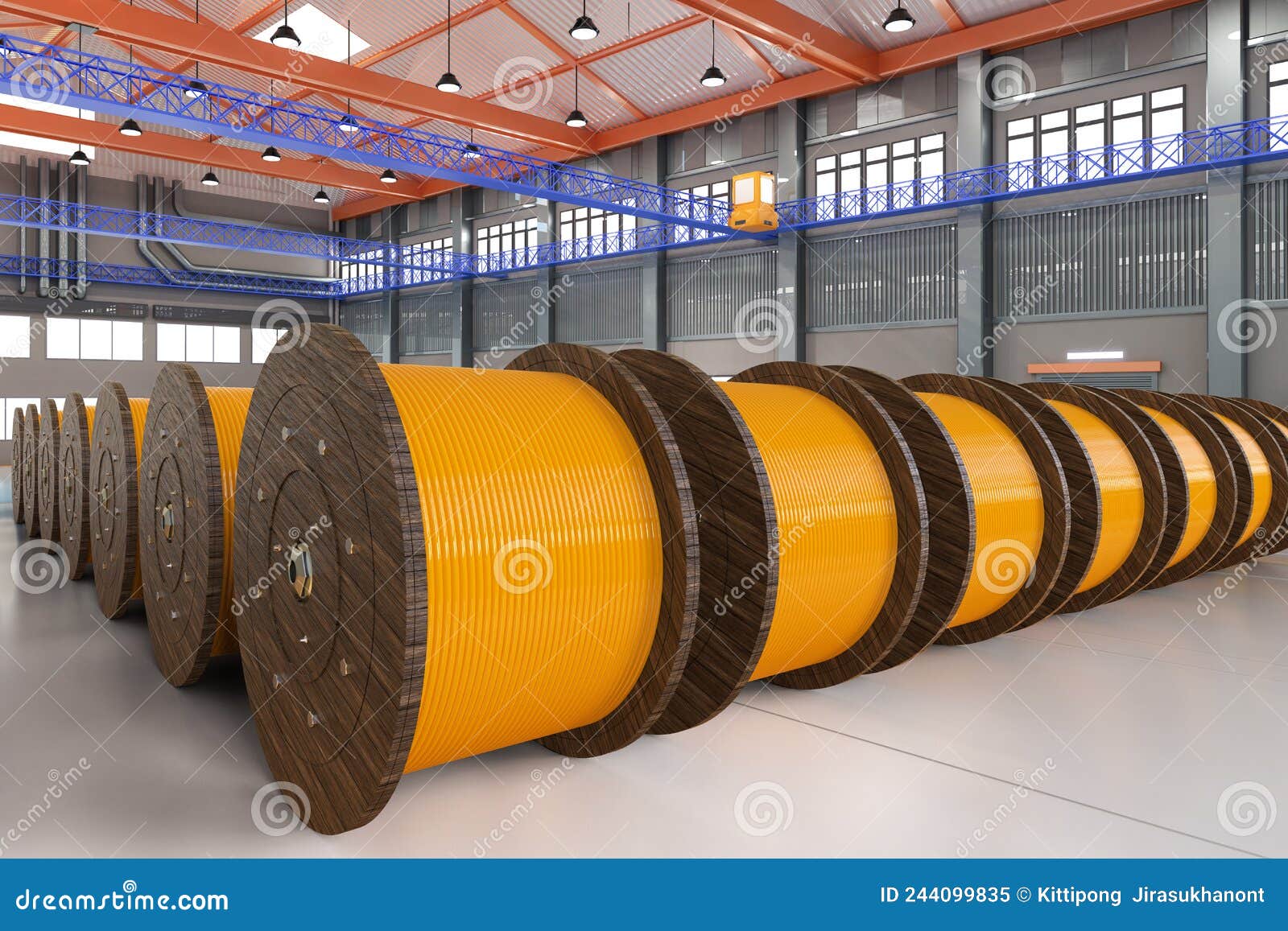 Roll The Cable Which Stretched Silhouette, Royalty-Free Stock Image ...