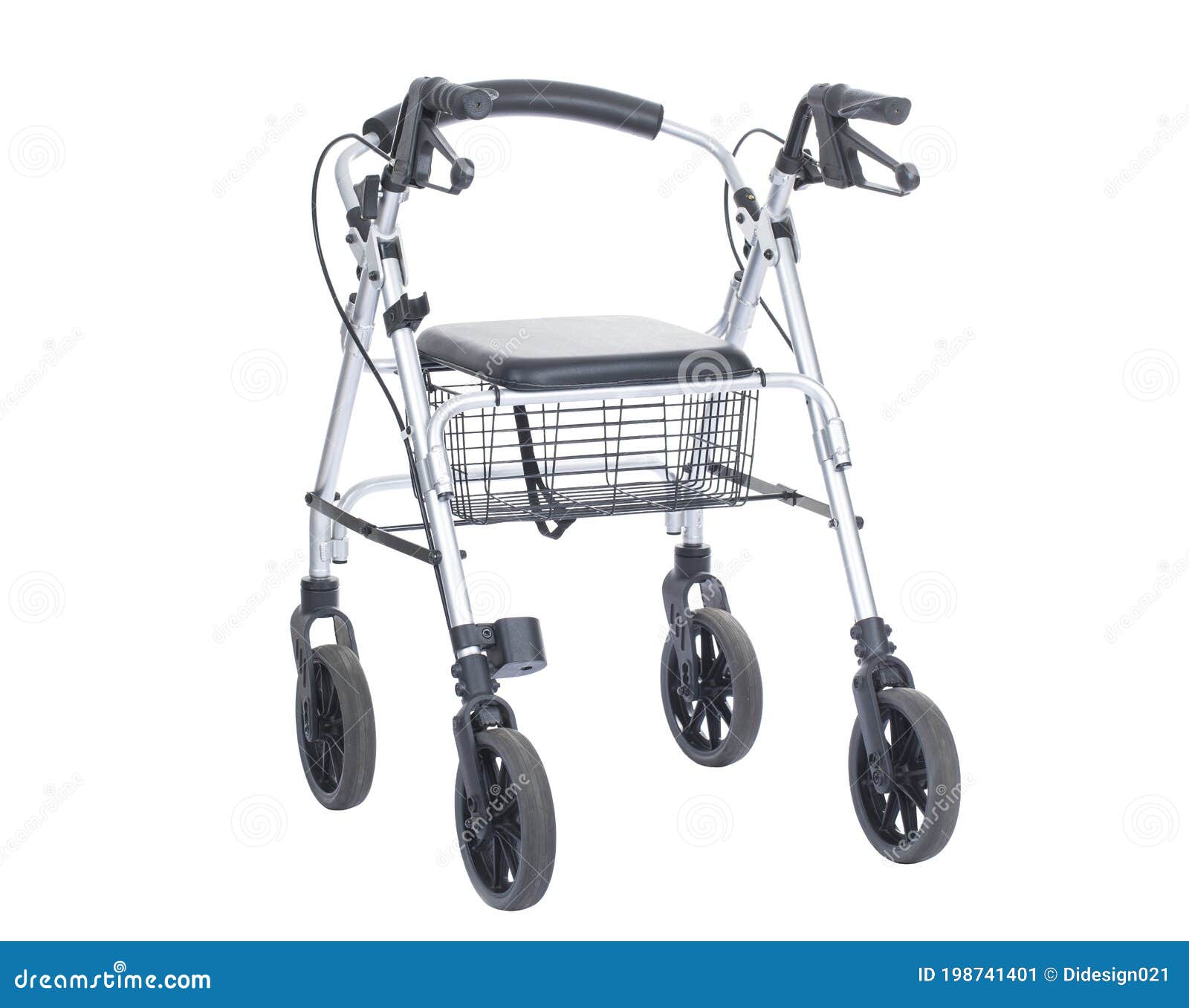 Rollator Walking Aid Frame with Four Wheels, a Seat and Handlebars ...