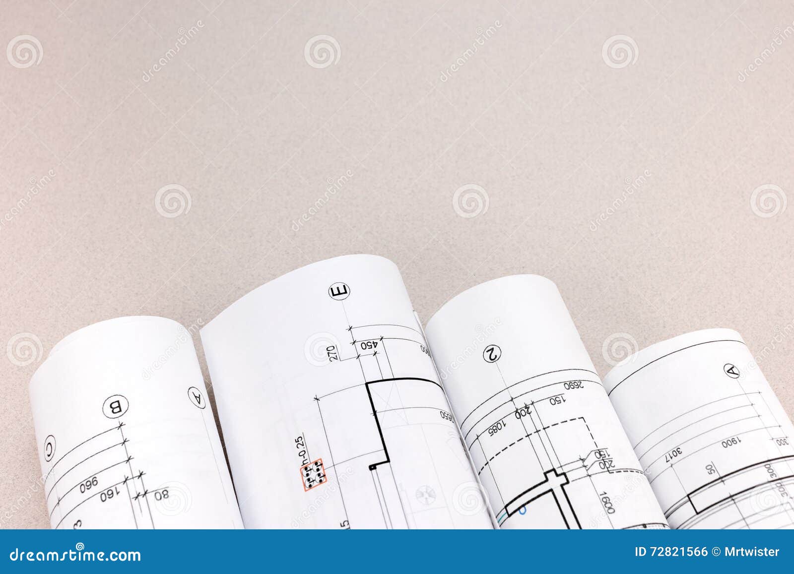 Rolled Architectural Blueprints and Construction Plans Stock Photo ...