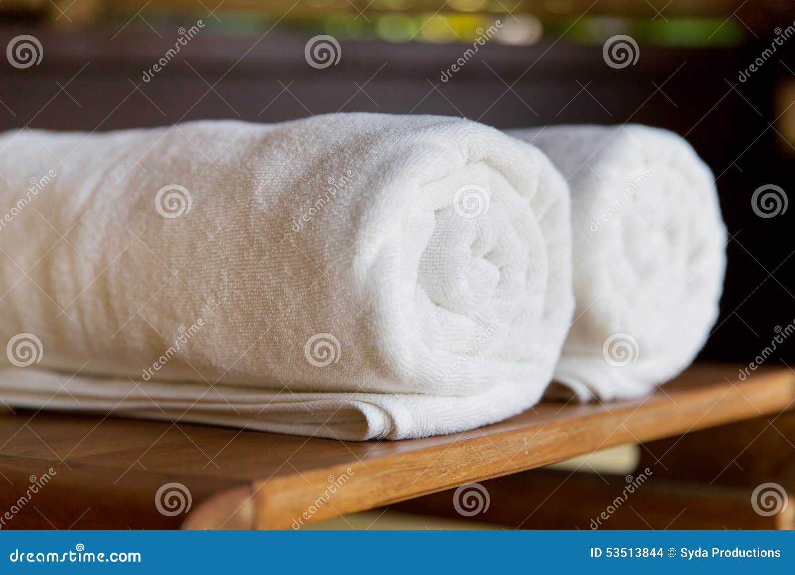 Rolled Bath Towels at Hotel Spa Stock Photo - Image of objects, hotel ...