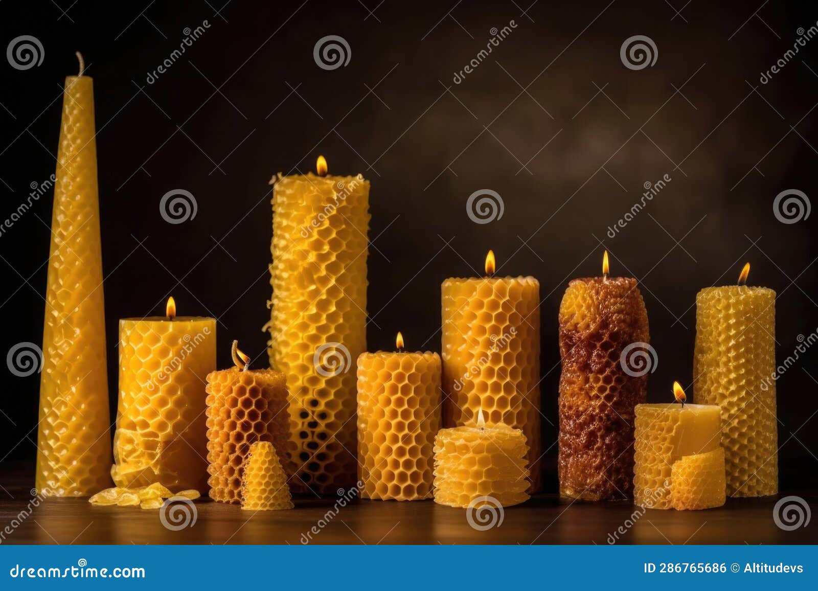 Rolled Beeswax Candles with Unique Texture Stock Photo - Image of ...