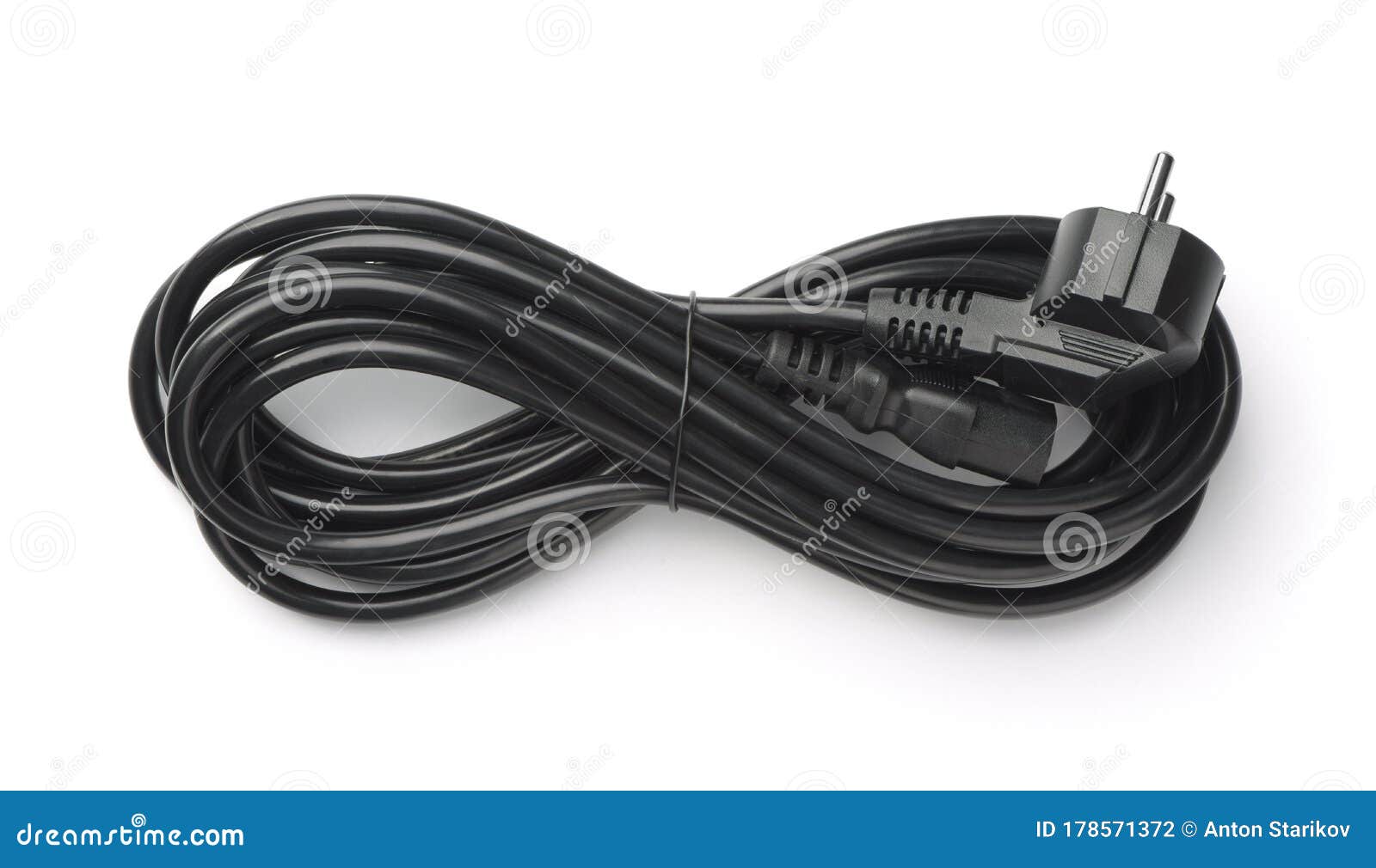 Rolled black power cable stock photo. Image of extension - 178571372