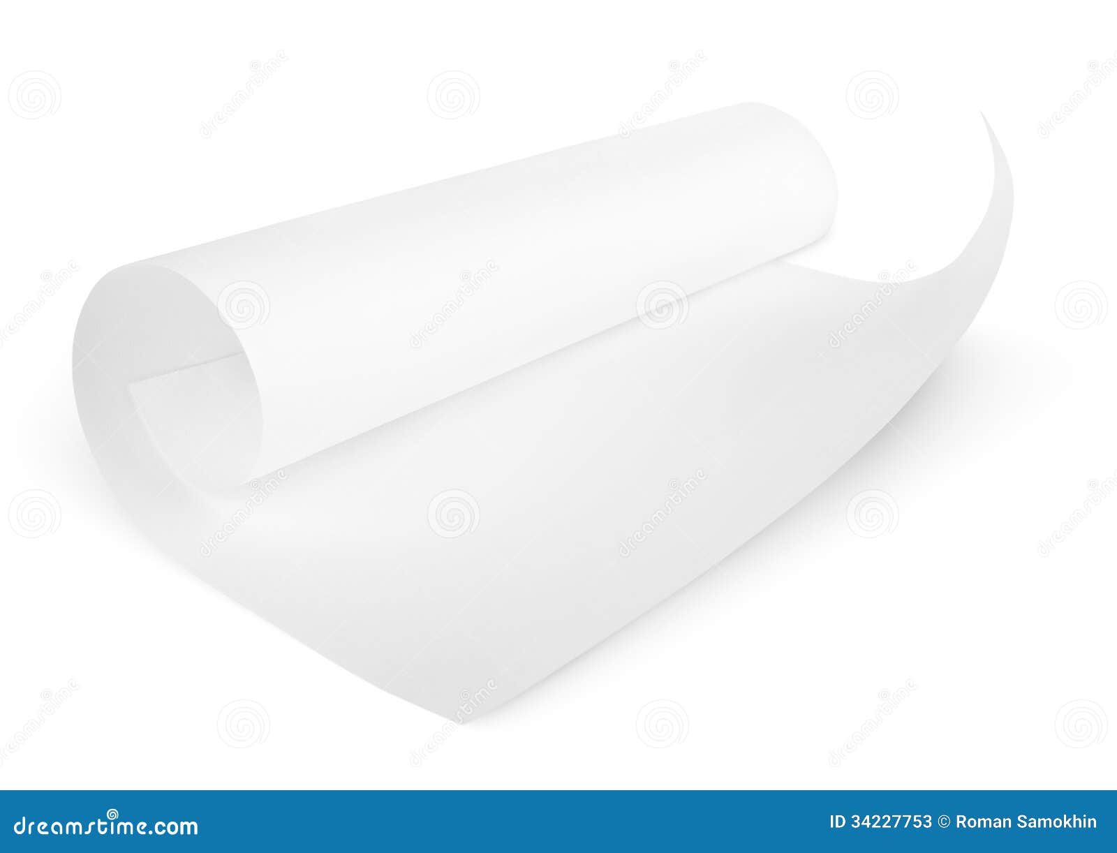 Rolled Blank Sheet of Paper Stock Image - Image of card, closeup: 34227753