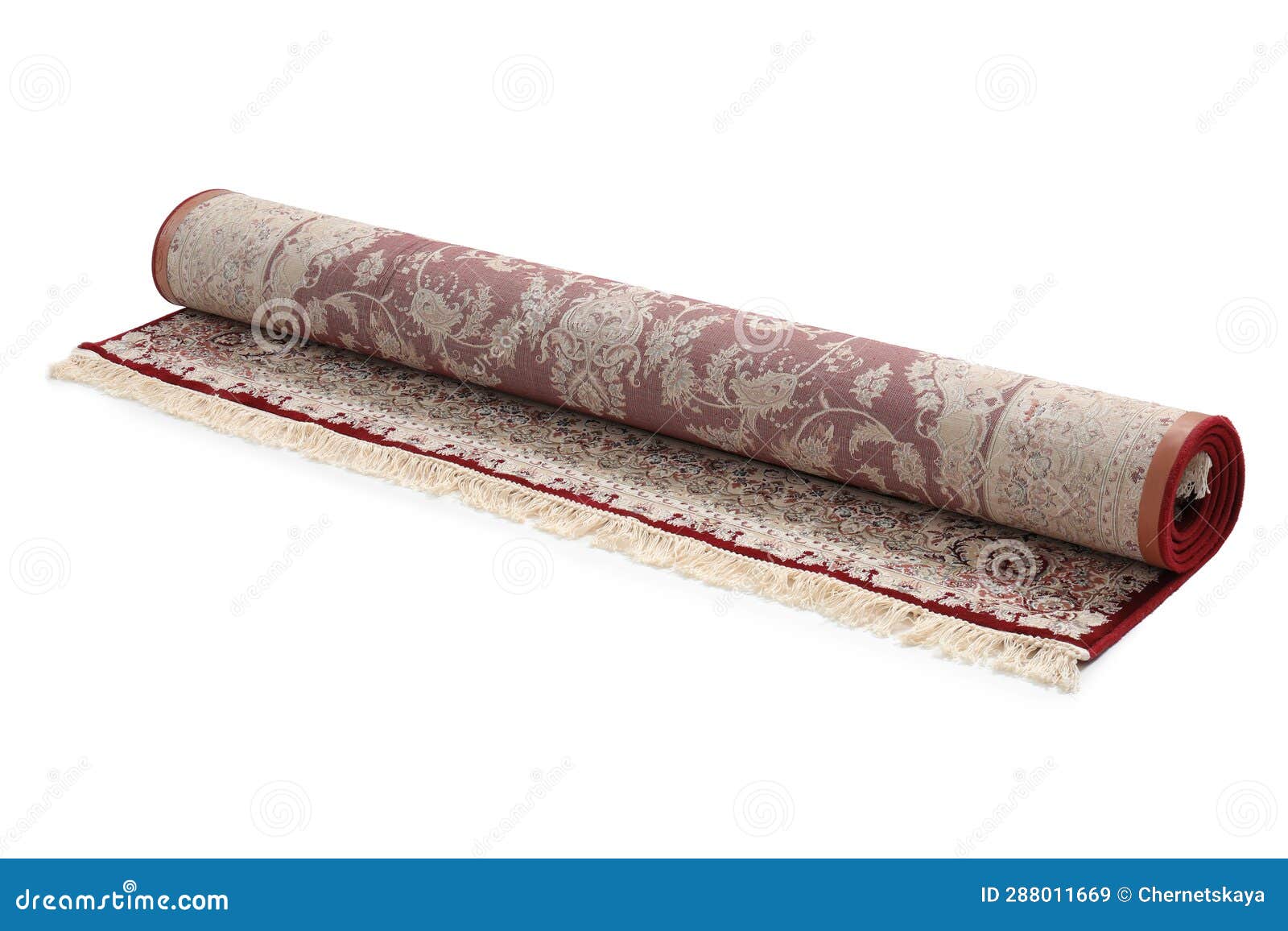 Rolled Carpet with Pattern on White Background. Interior Element Stock ...