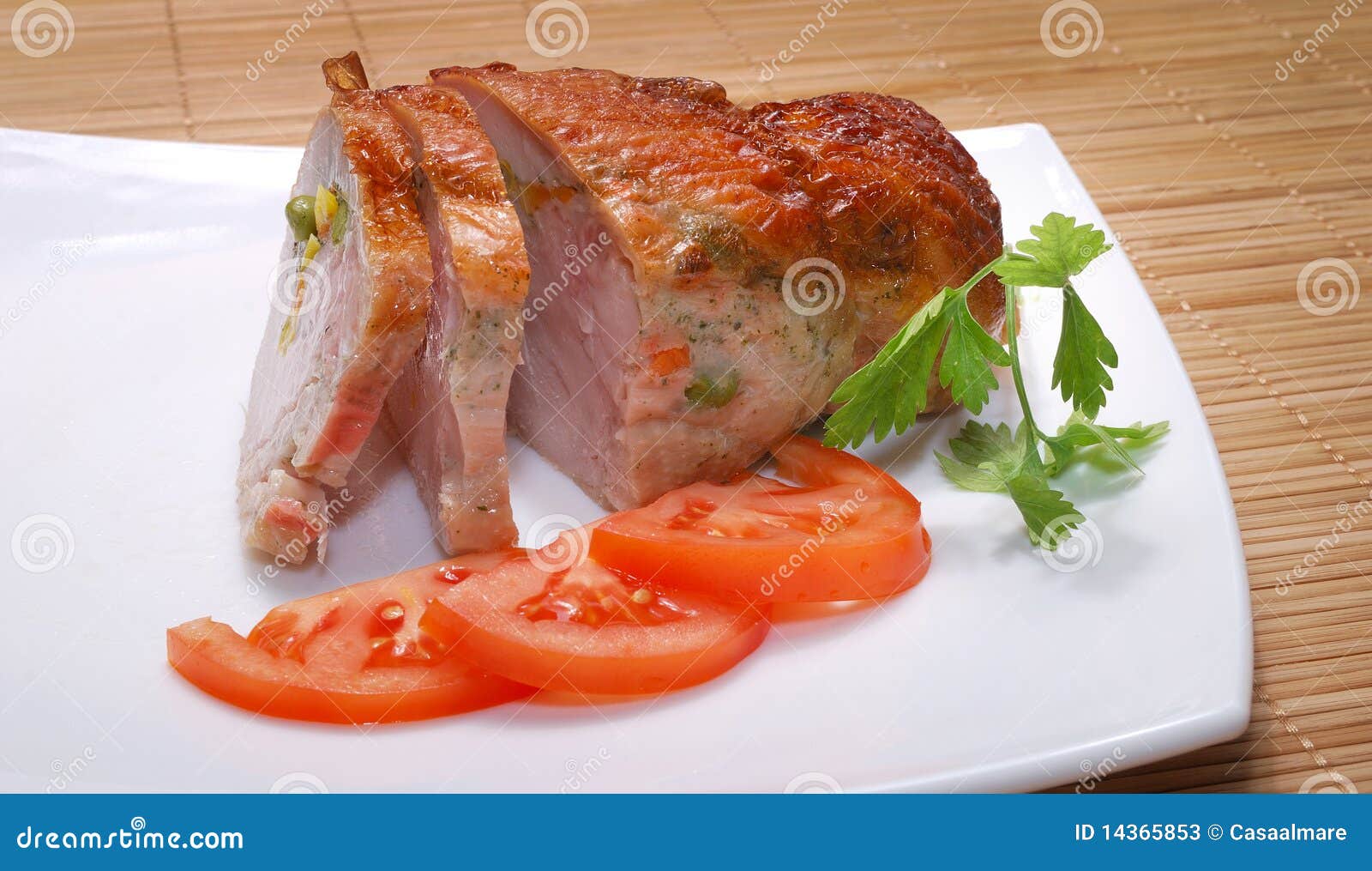 Rolled chicken fillet stock image. Image of veal, dish - 14365853