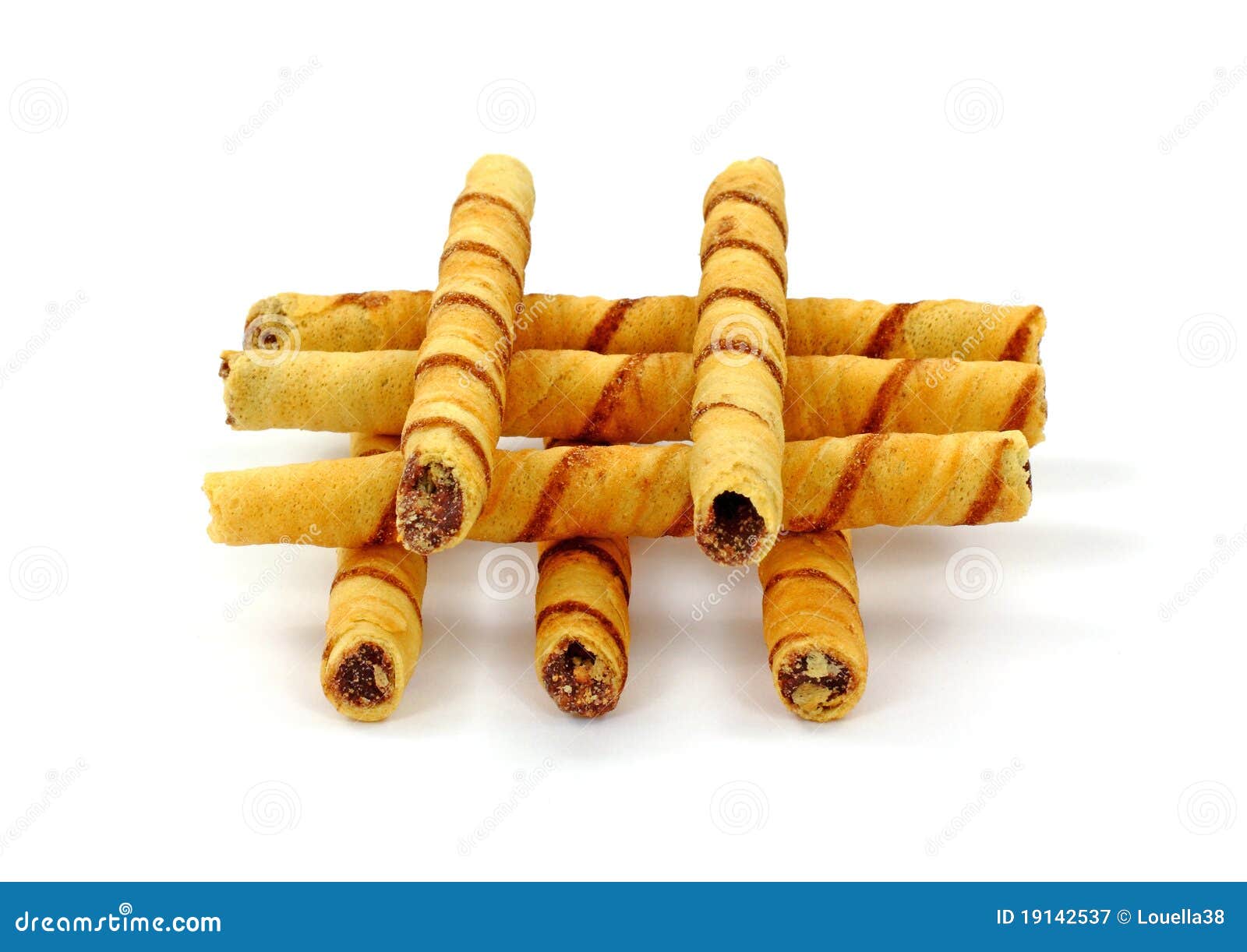 Rolled Chocolate Filled Cookie Stack Stock Image - Image of filled ...