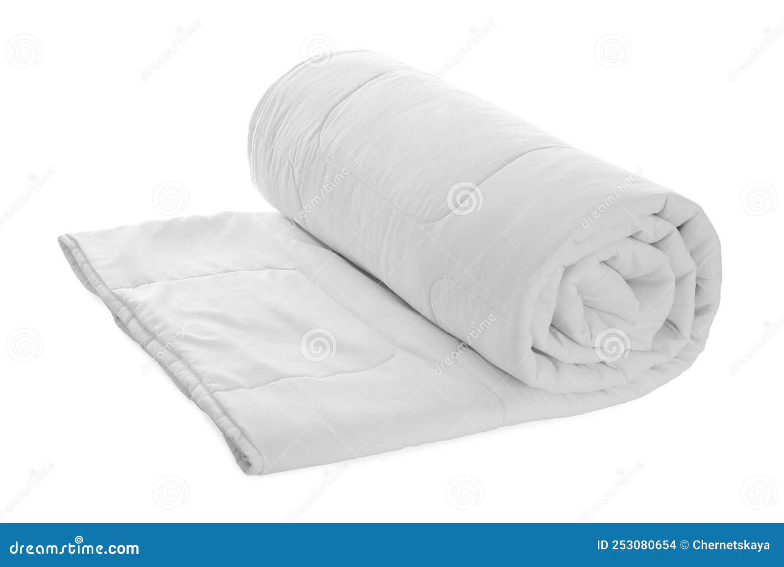 Rolled Clean Blanket Isolated on White. Household Textile Stock Photo ...