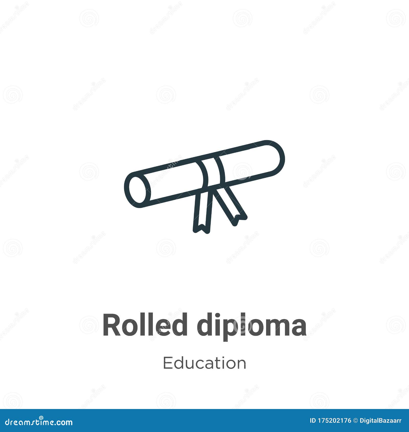 Rolled Diploma Outline Vector Icon. Thin Line Black Rolled Diploma Icon ...