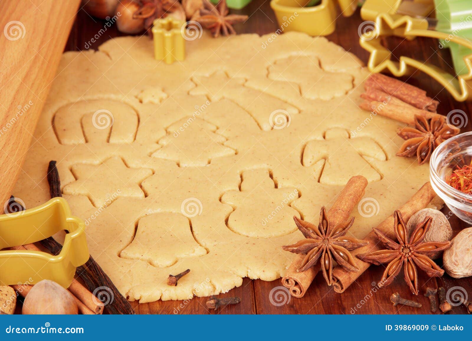 Rolled Dough with Embossed Figures Ginger Cookies Stock Image - Image ...