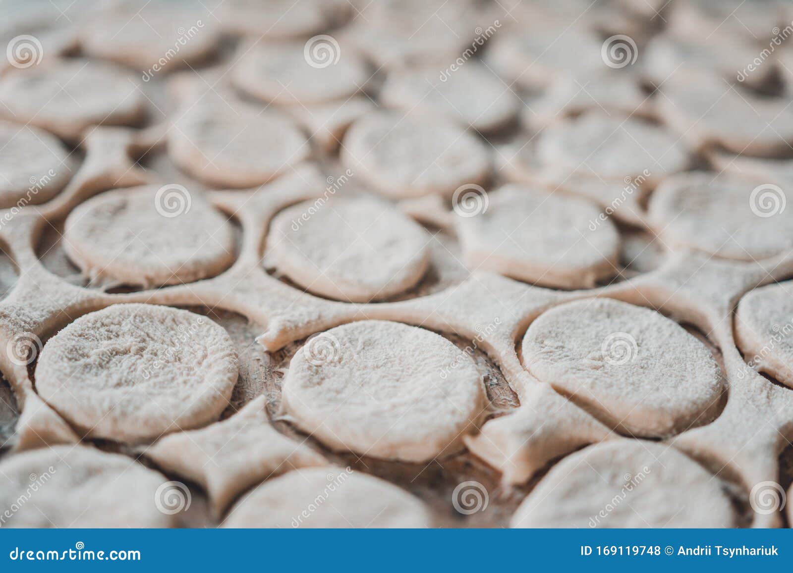 Rolled Dough with Sliced Circles for Dumplings, Texture Stock Photo ...