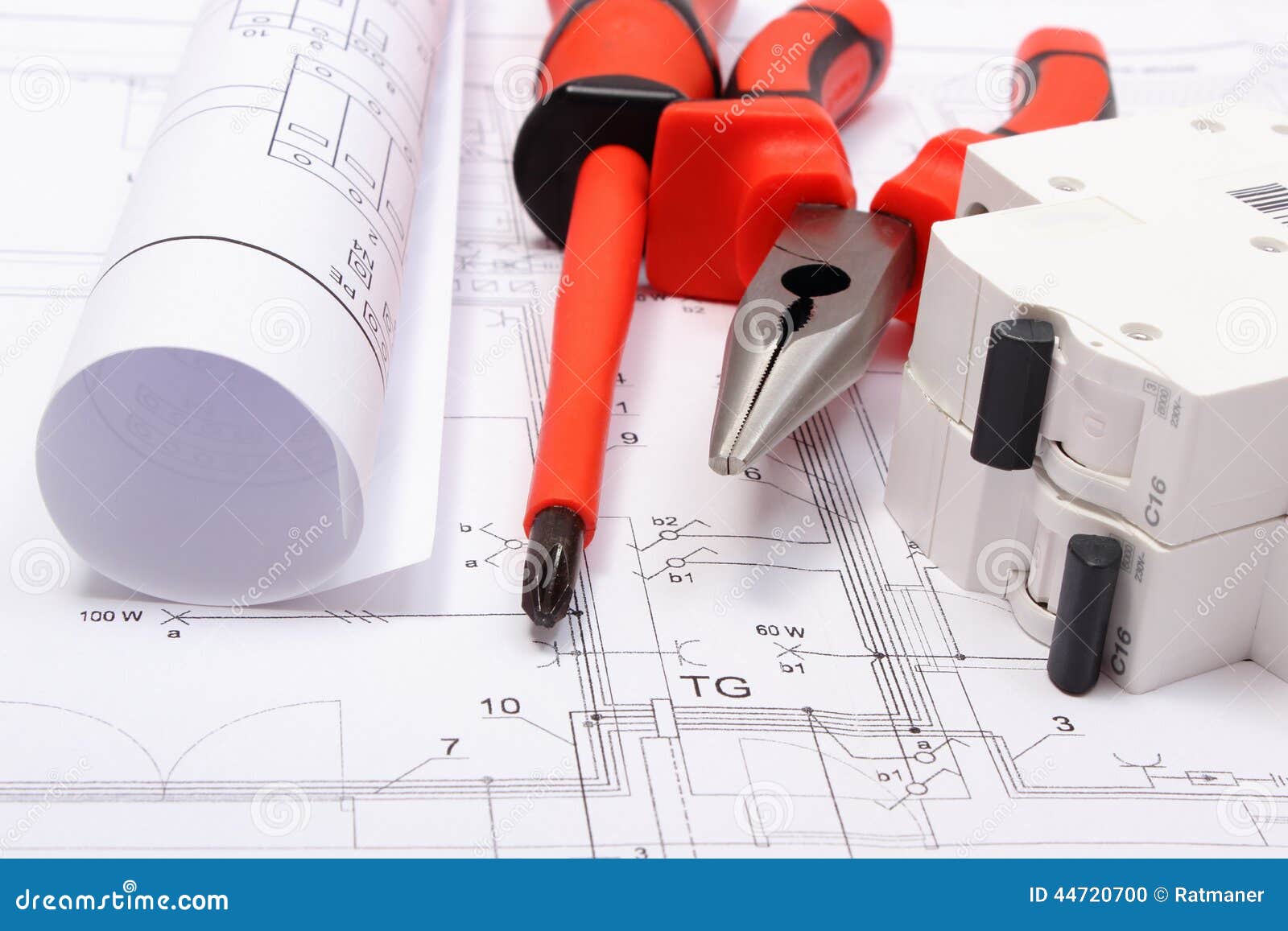 Rolled Electrical Diagrams, Electric Fuse and Work Tools on ...