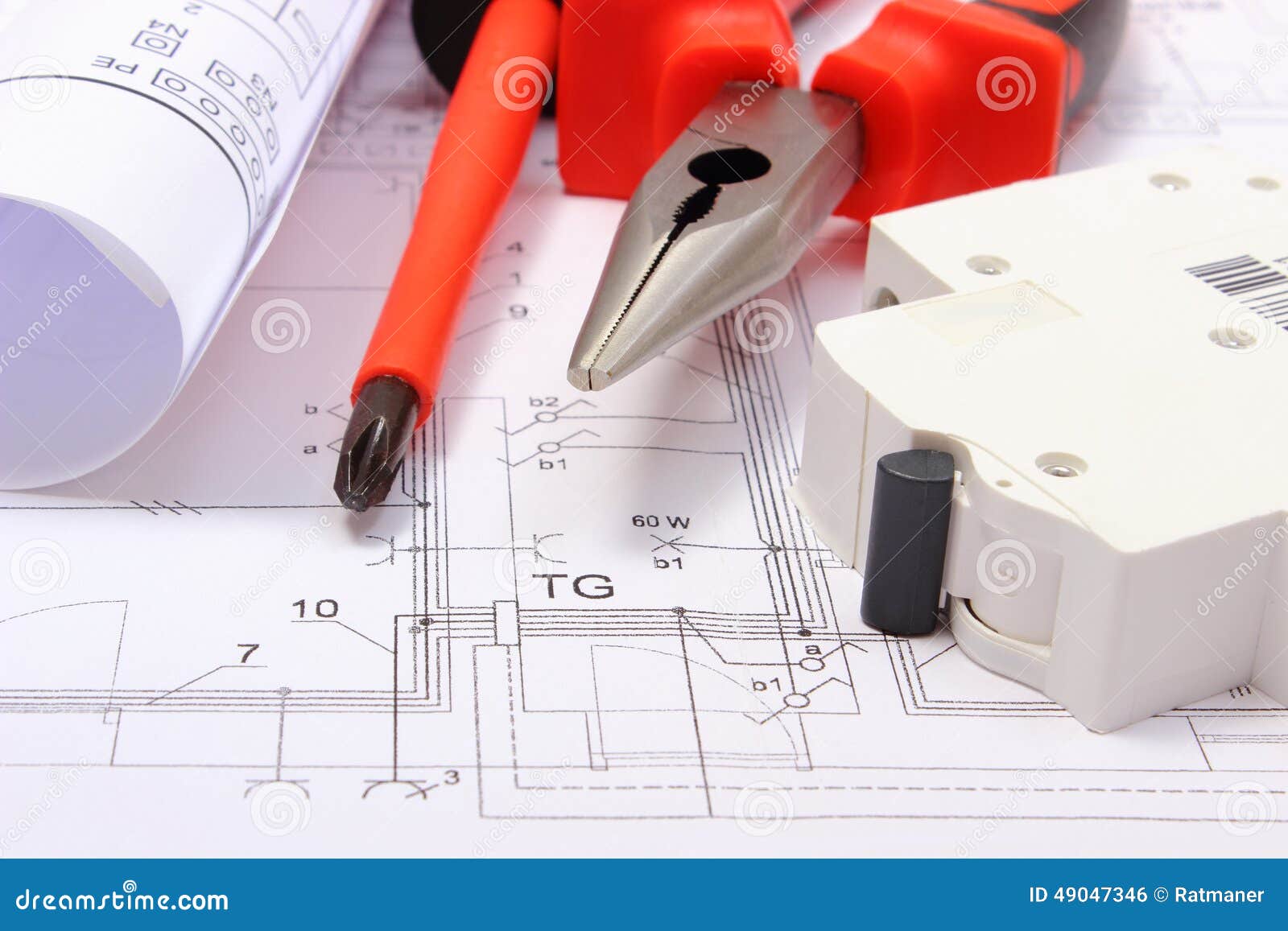 Rolled Electrical Diagrams, Electric Fuse and Work Tools on ...