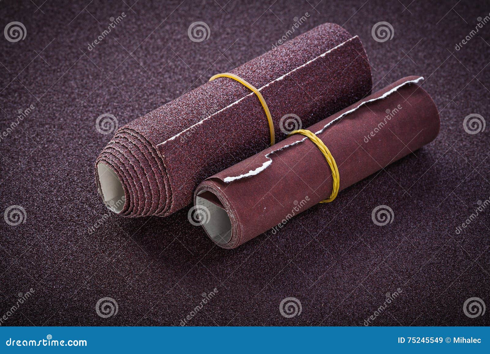 Rolled Emery Paper Top View Abrasive Tools Stock Image - Image of roll ...