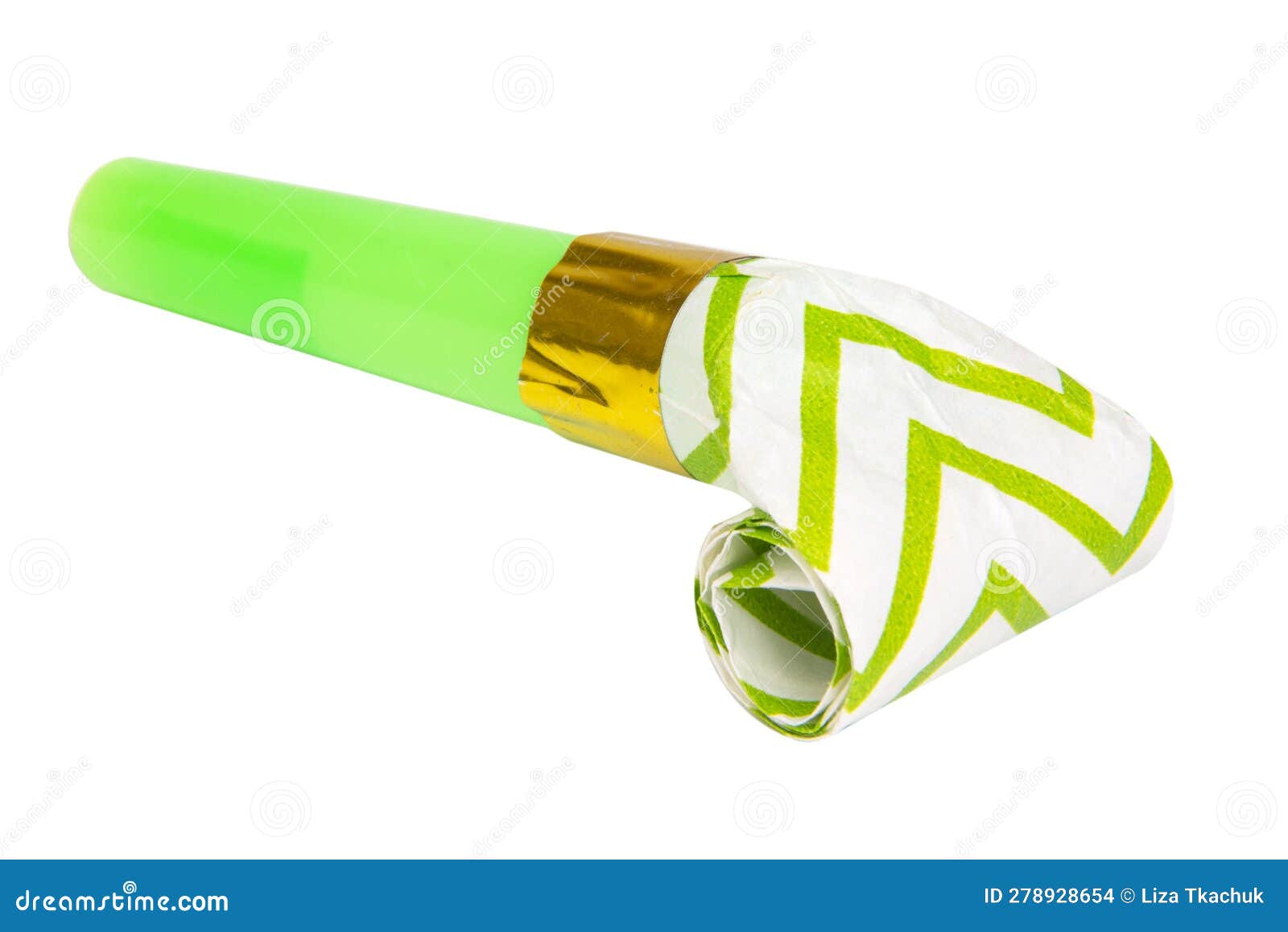Rolled Festive Noisemaker or Party Whistle Horn on the White Isolated ...