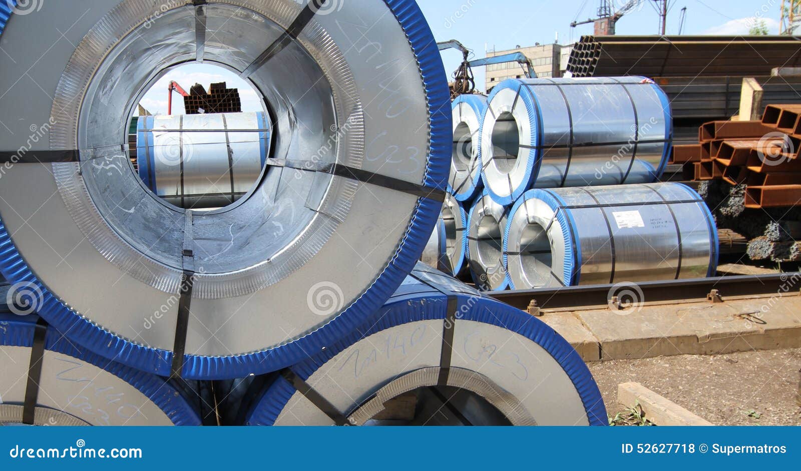 Rolled Galvanized Steel with Polymer Coating Stock Photo - Image of ...
