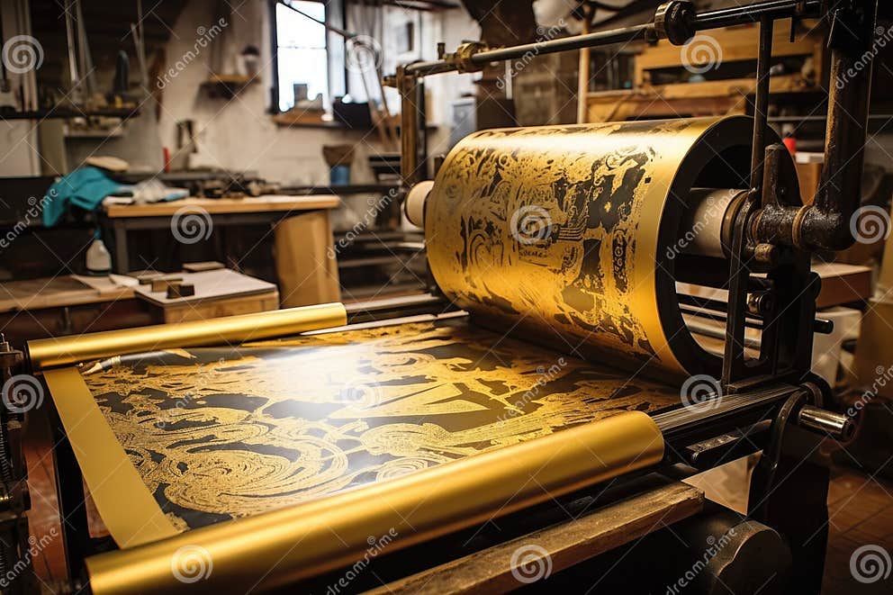 Rolled Gold Foil Ready for Beating Process Stock Illustration ...