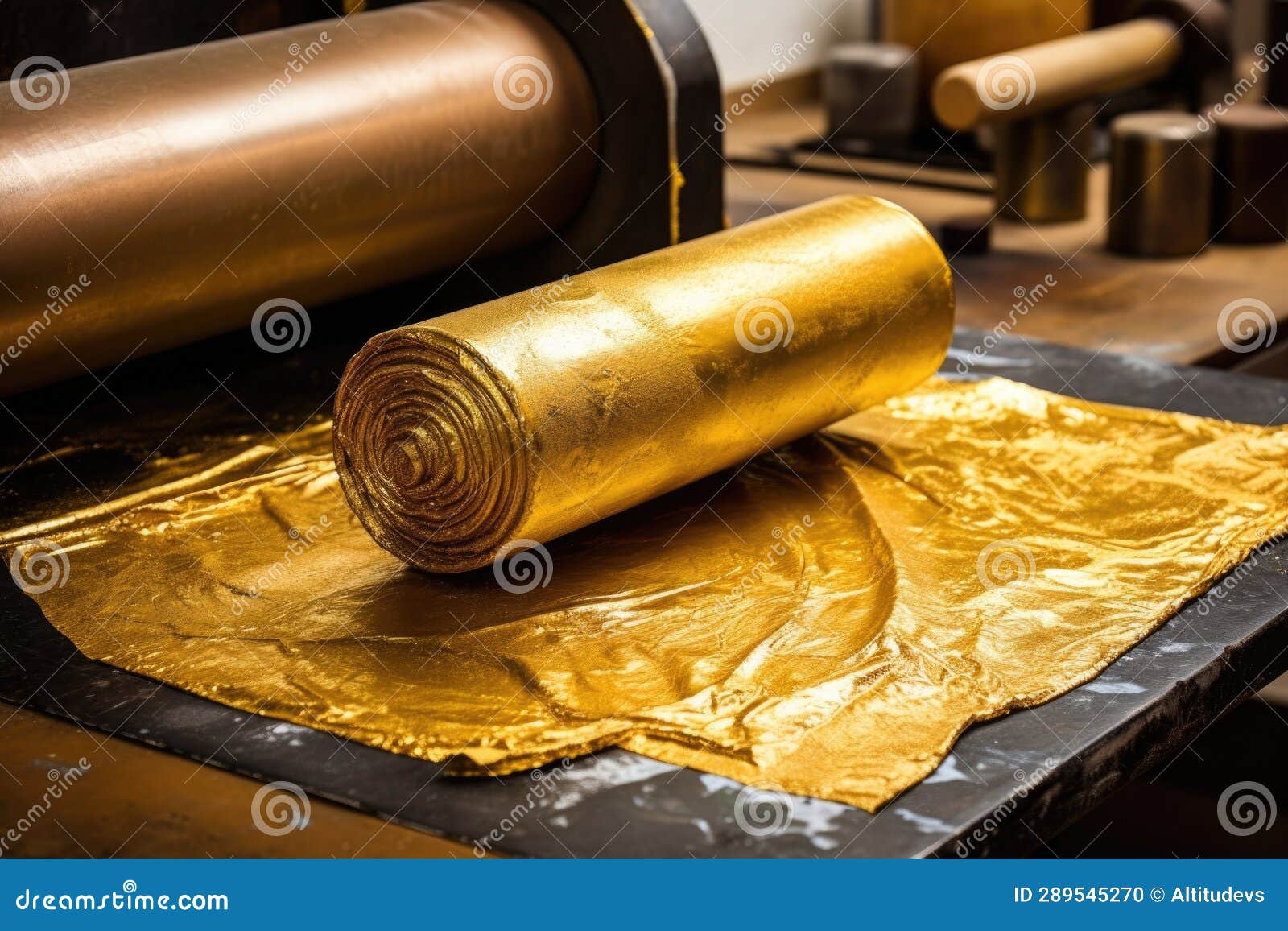 Rolled Gold Foil Ready for Beating Process Stock Photo - Image of ...
