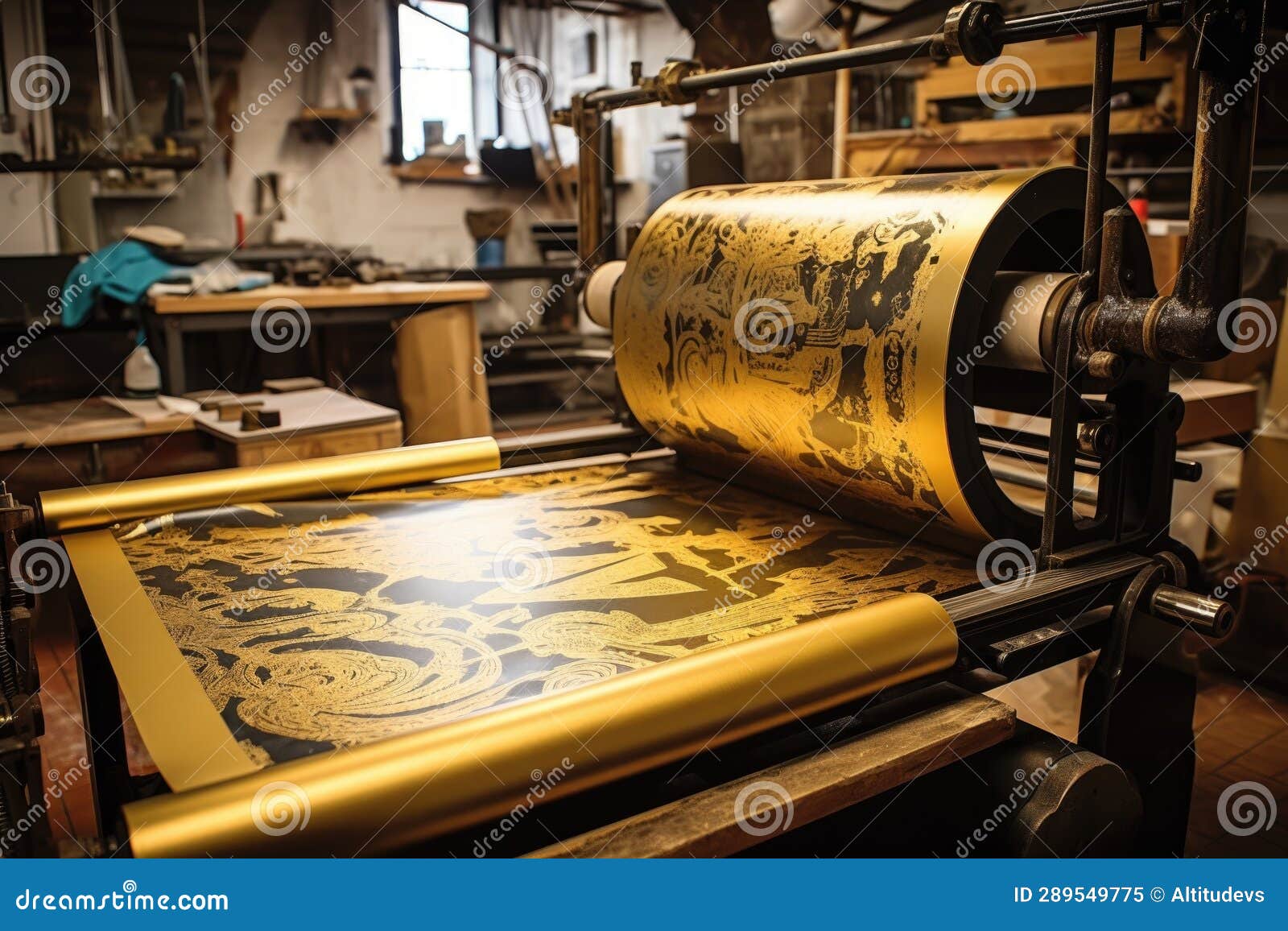 Rolled Gold Foil Ready for Beating Process Stock Illustration ...