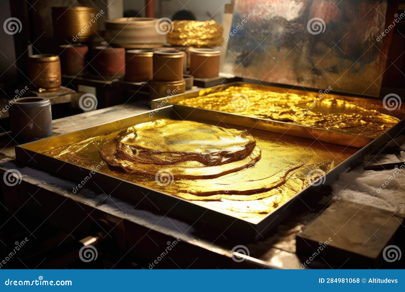 Rolled Gold Foil Ready for Beating Process Stock Illustration ...