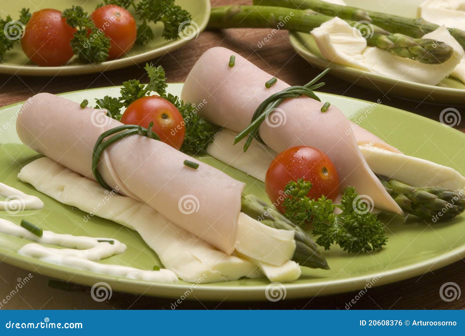 Rolled ham stock photo. Image of gastronomy, tomato, asparagus - 20608376