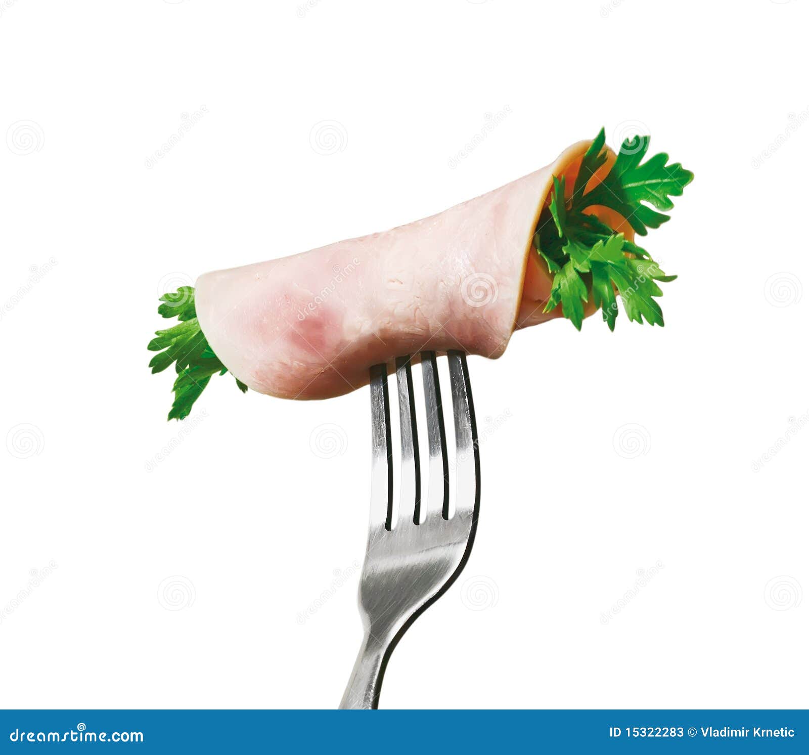 Rolled ham on fork stock image. Image of breakfast, food - 15322283