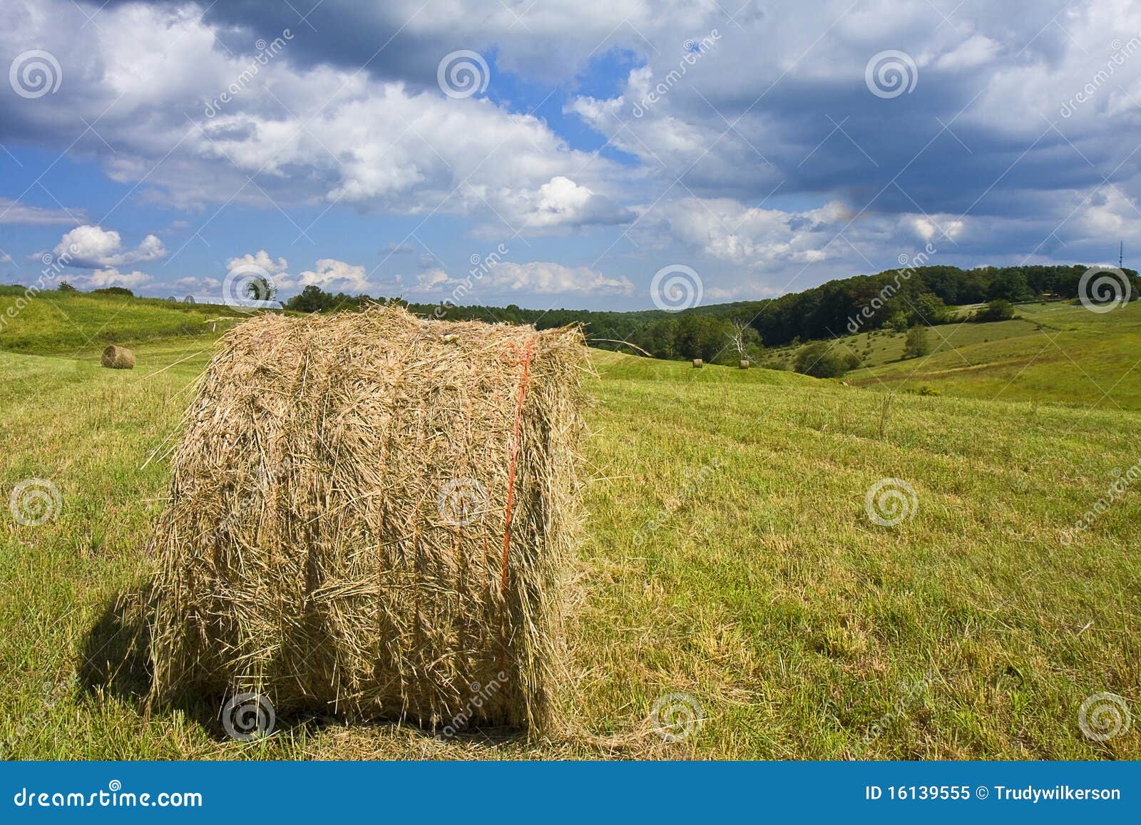 Rolled Haystack on Hill stock image. Image of farm, agriculture - 16139555