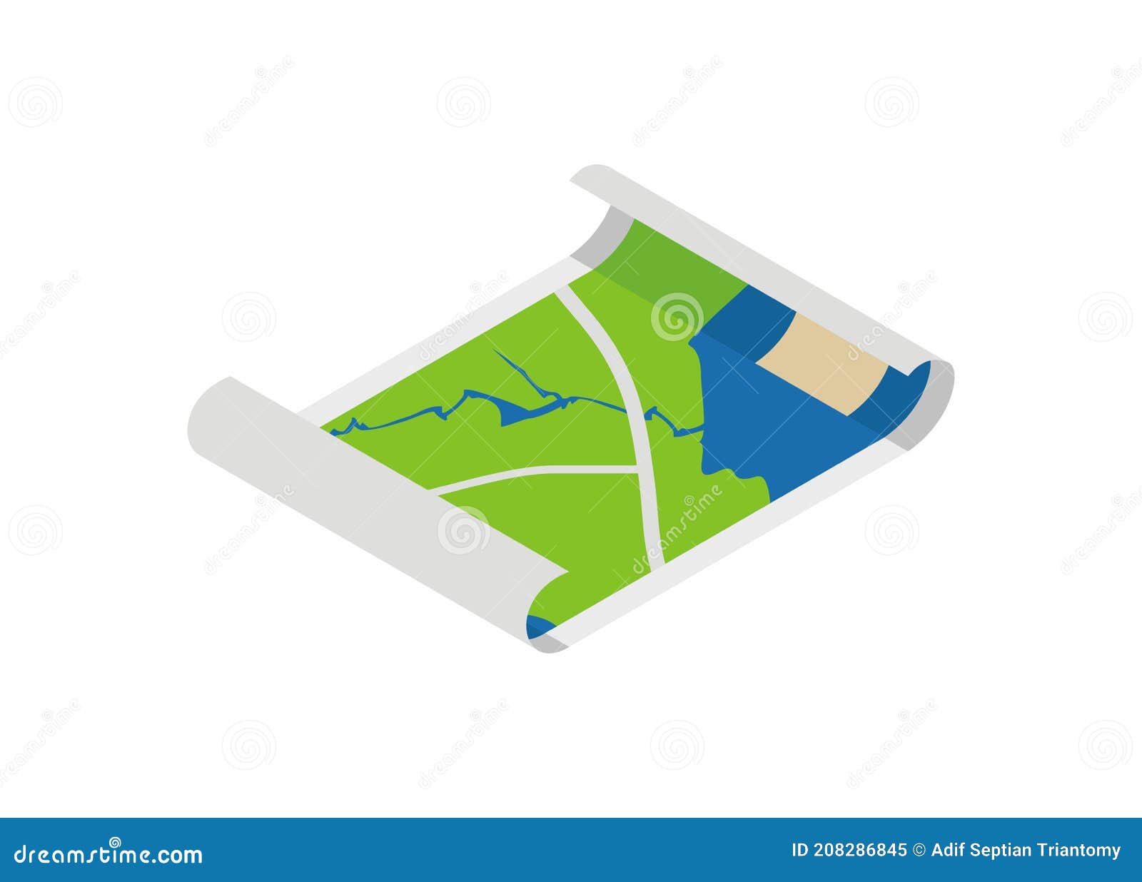 Rolled Map Paper. Simple Flat Illustration Stock Vector - Illustration ...