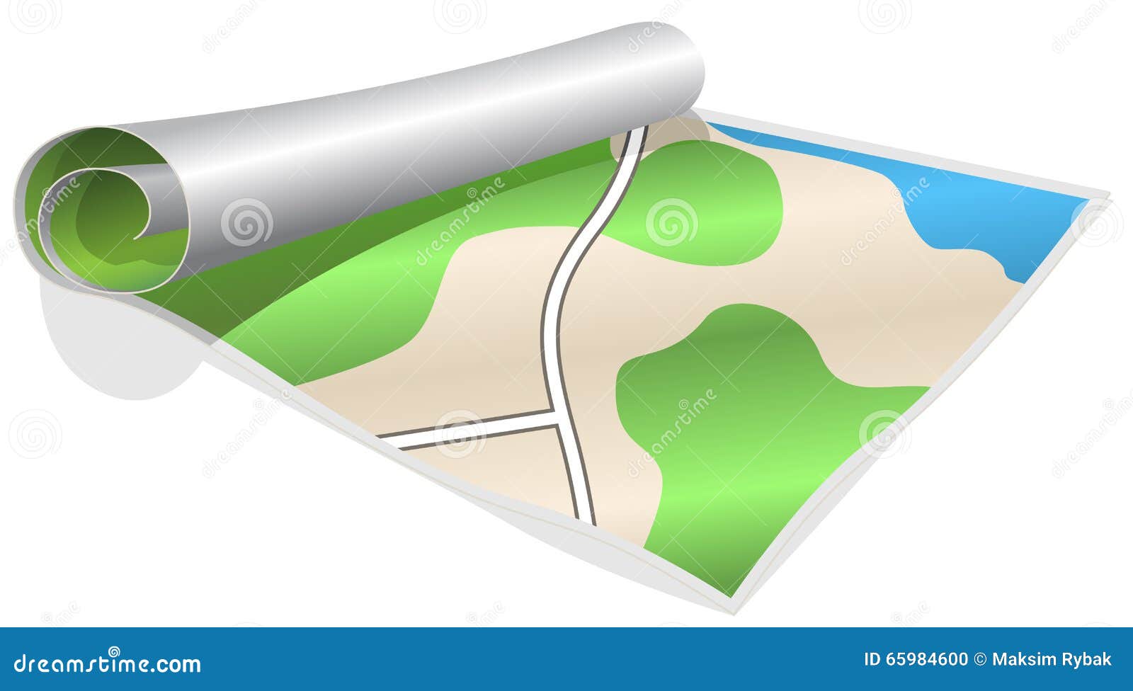 Rolled Map Vector Illustration Stock Vector - Illustration of paper ...