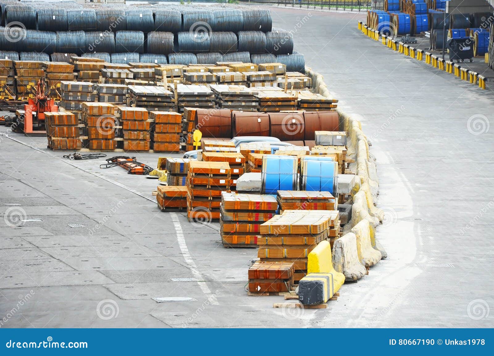 Rolled metal in port stock photo. Image of hard, seamless - 80667190