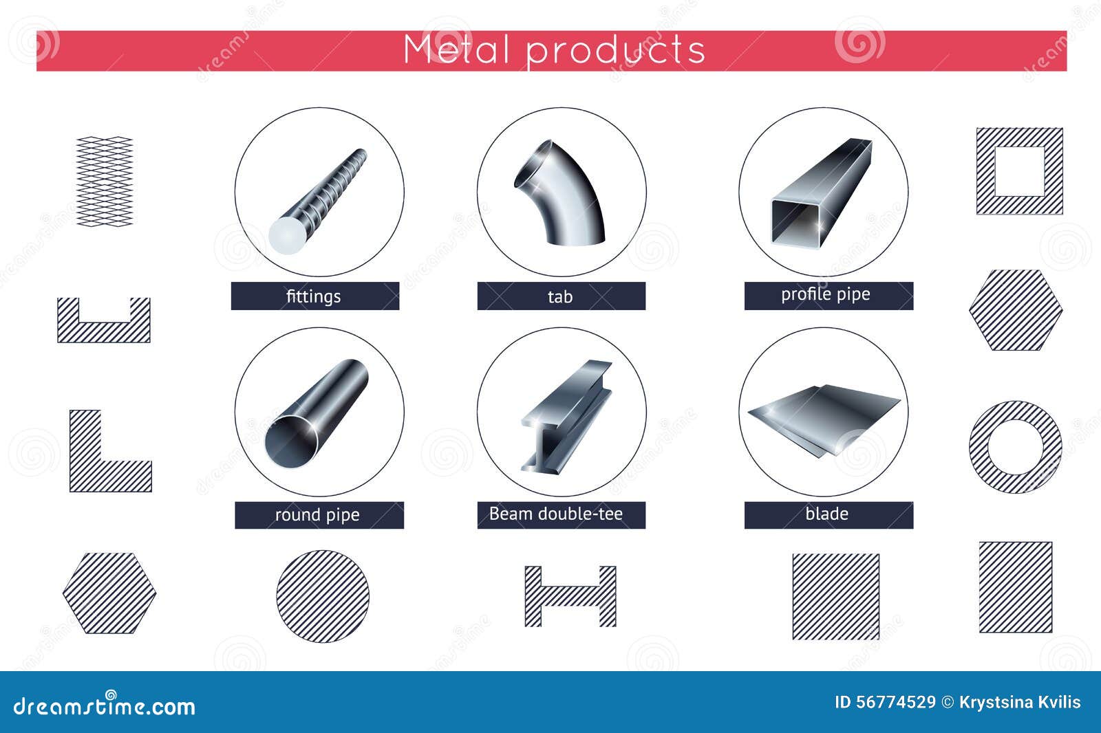 Rolled Metal Products Vector Icons Set Stock Vector - Illustration of ...