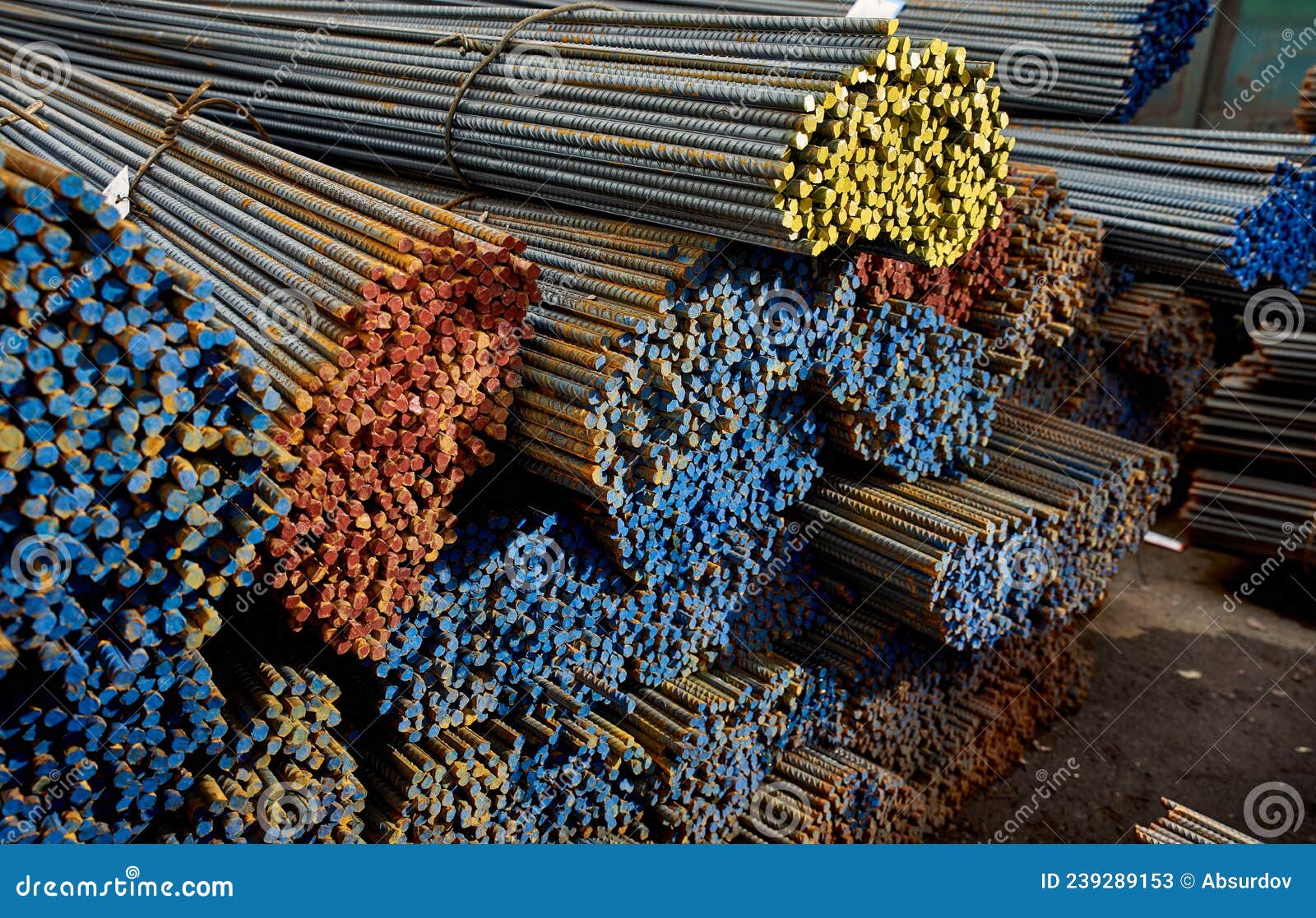 Rolled Metal Rod is Stored in a Warehouse in Packages Stock Image ...