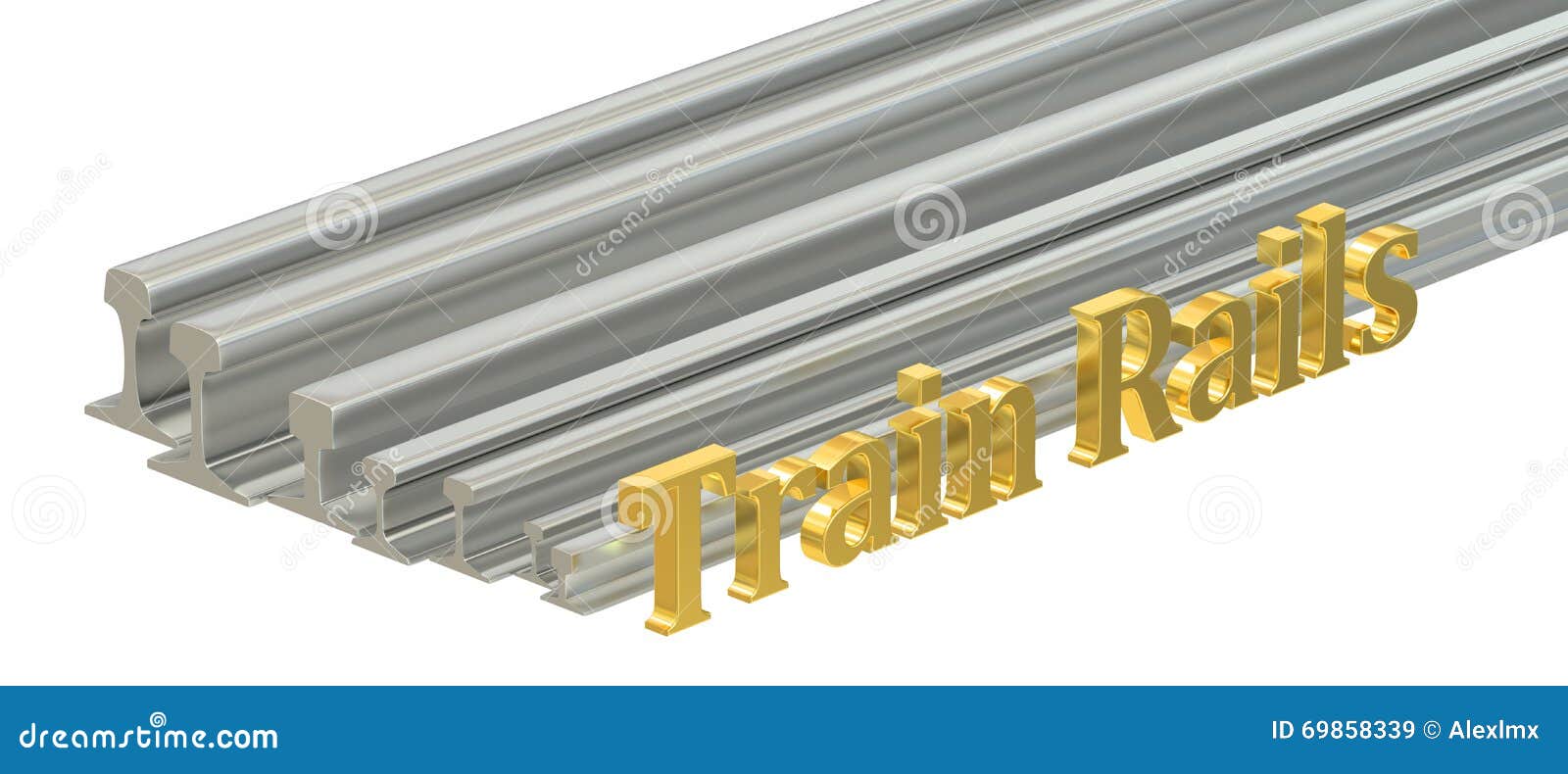 Rolled Metal, Train Rails. 3D Rendering Stock Illustration ...