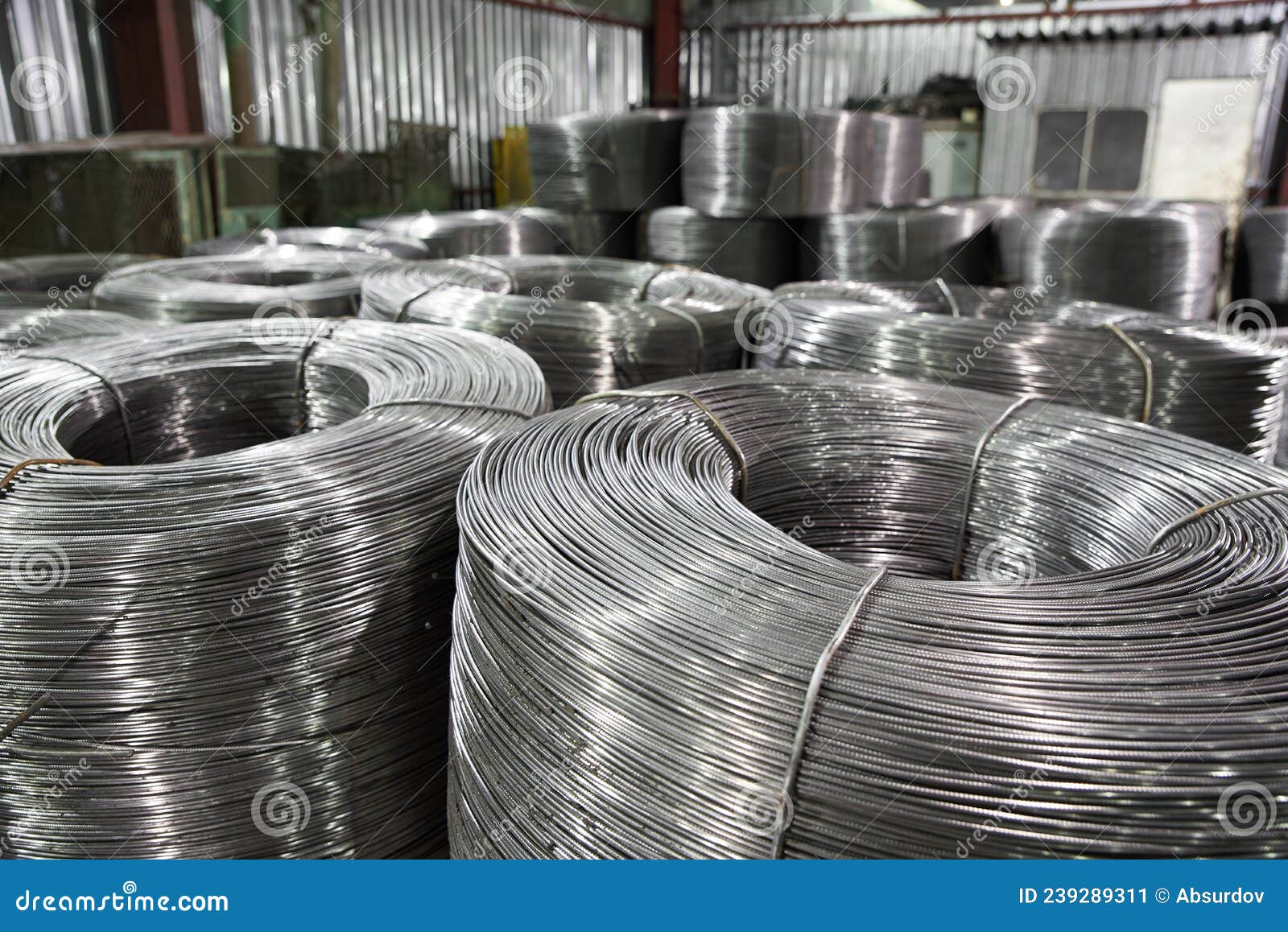 Rolled Metal Wire in Reels is Stored in a Warehouse in Packages Stock ...