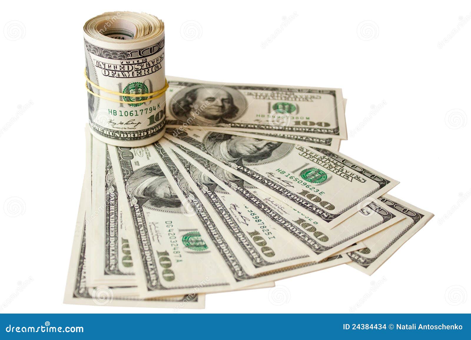 Rolled Money Cutout on a Background Dollars Stock Photo - Image of ...