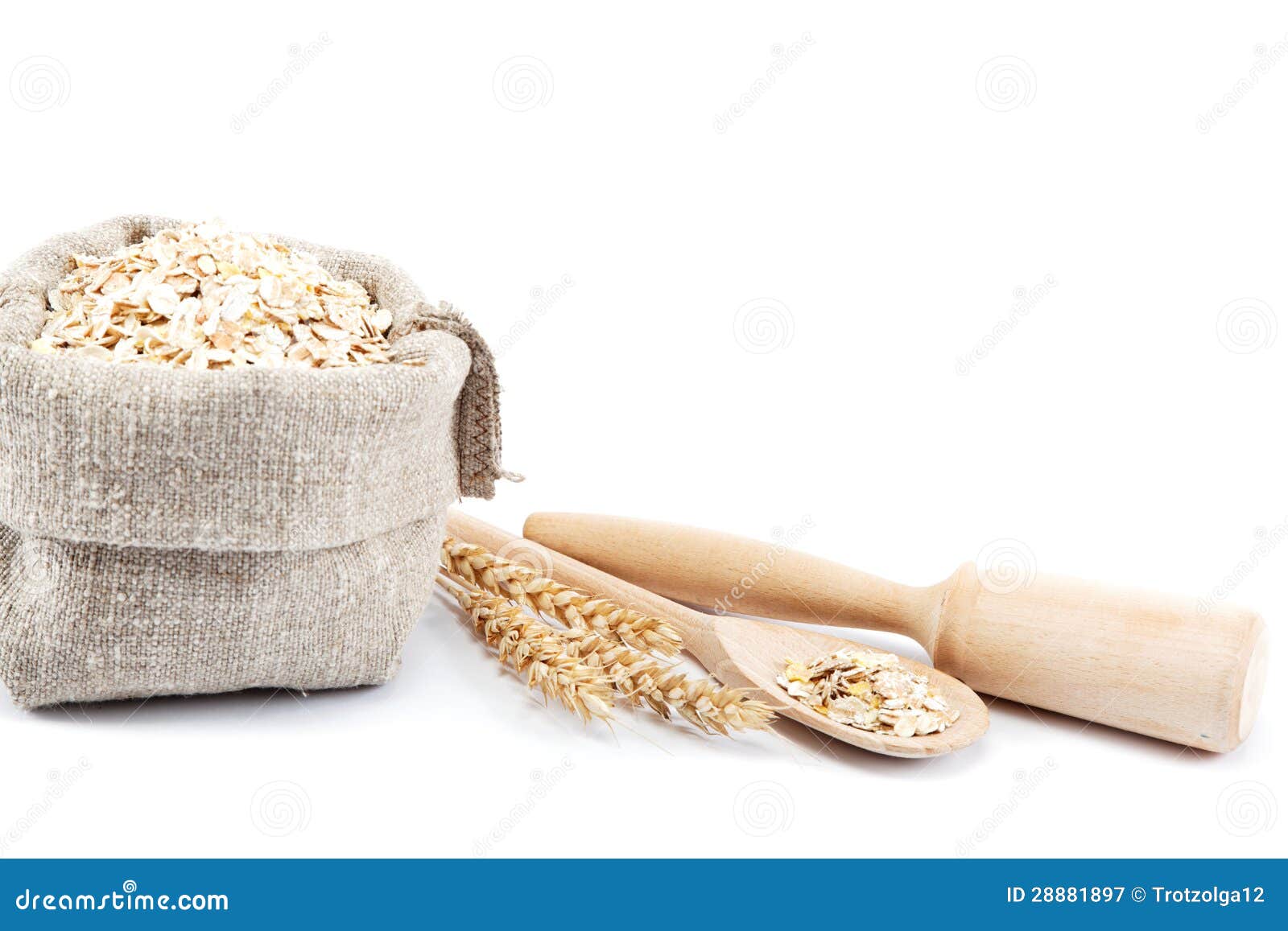 Rolled oats in a bag. stock image. Image of spoon, diet - 28881897
