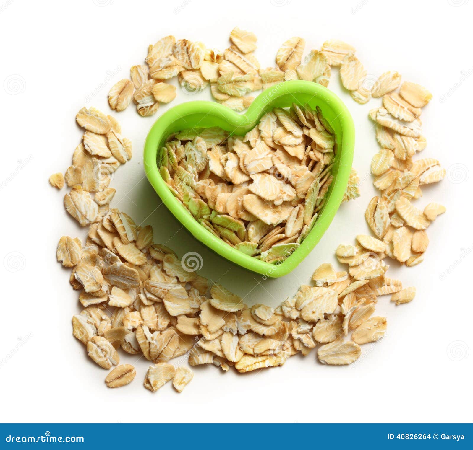 Rolled oats in heart form stock photo. Image of natural - 40826264