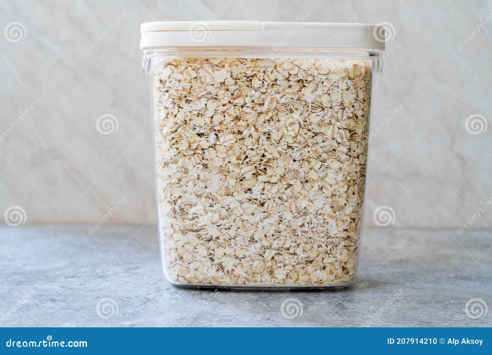 Rolled Oats in Plastic Box Container Package Stock Photo - Image of ...