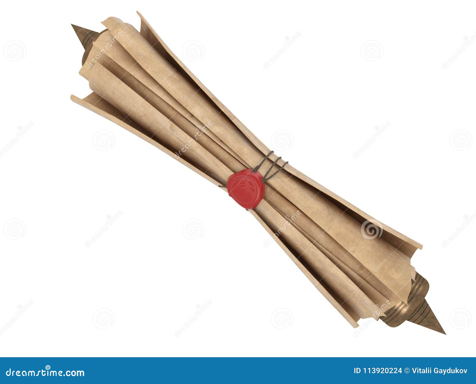 Rolled Old Paper Scroll Isolated on a White Background. 3d Illustration ... Rolled Old Paper Scroll Isolated on a White Background. 3d Illustration ...