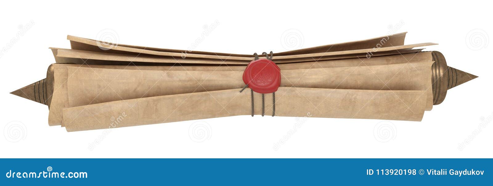 Rolled Old Paper Scroll Isolated on a White Background. 3d Illustration ... Rolled Old Paper Scroll Isolated on a White Background. 3d Illustration ...