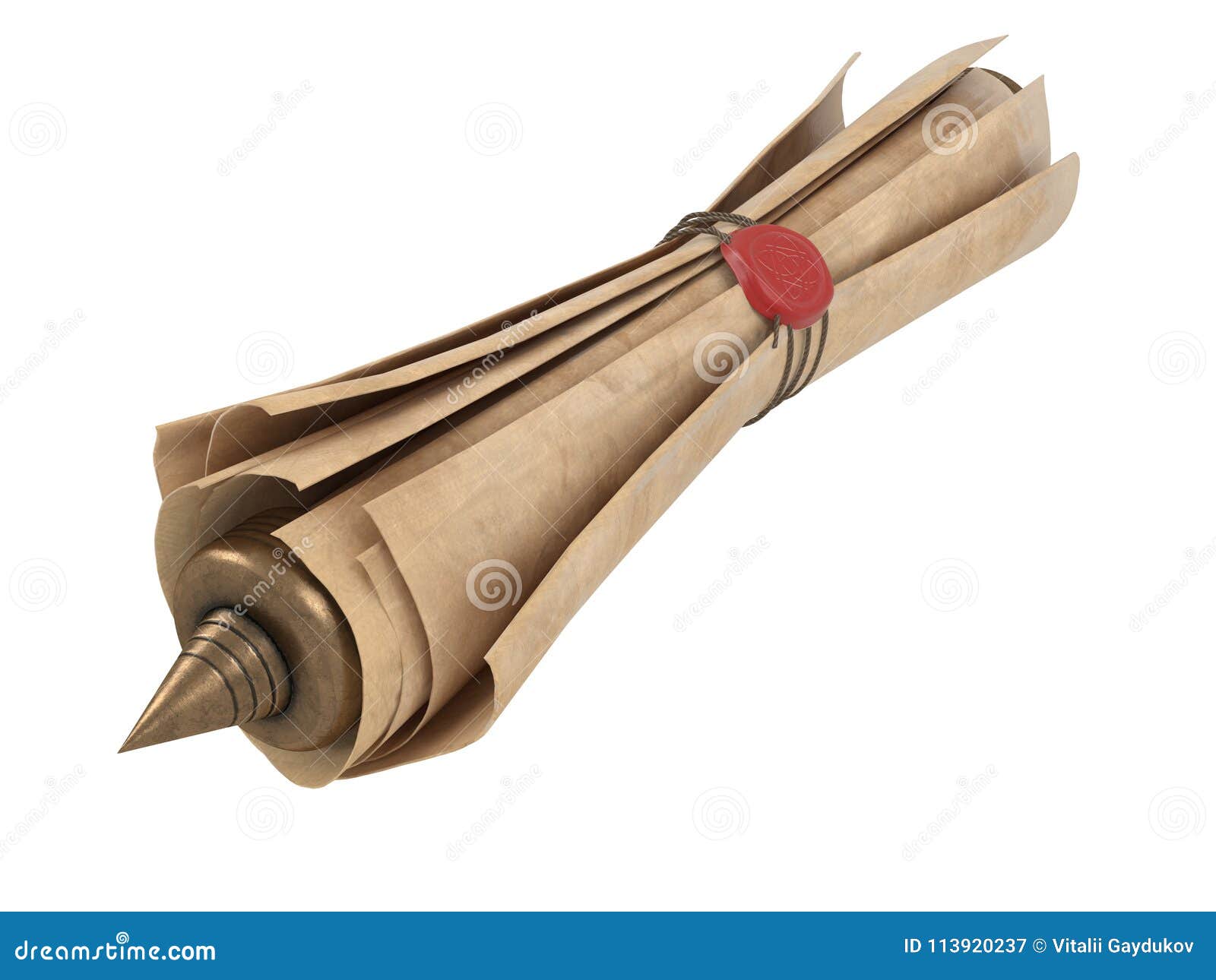 Rolled Old Paper Scroll Isolated on a White Background. 3d Illustration ... Rolled Old Paper Scroll Isolated on a White Background. 3d Illustration ...