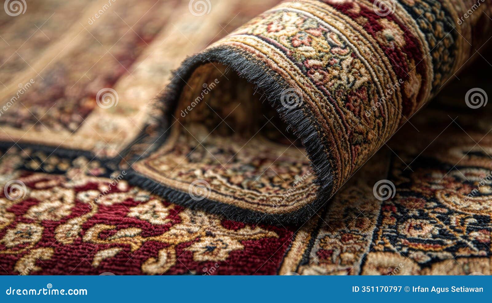 Rolled Ornate Carpet Detailing Intricate Design Stock Illustration ...