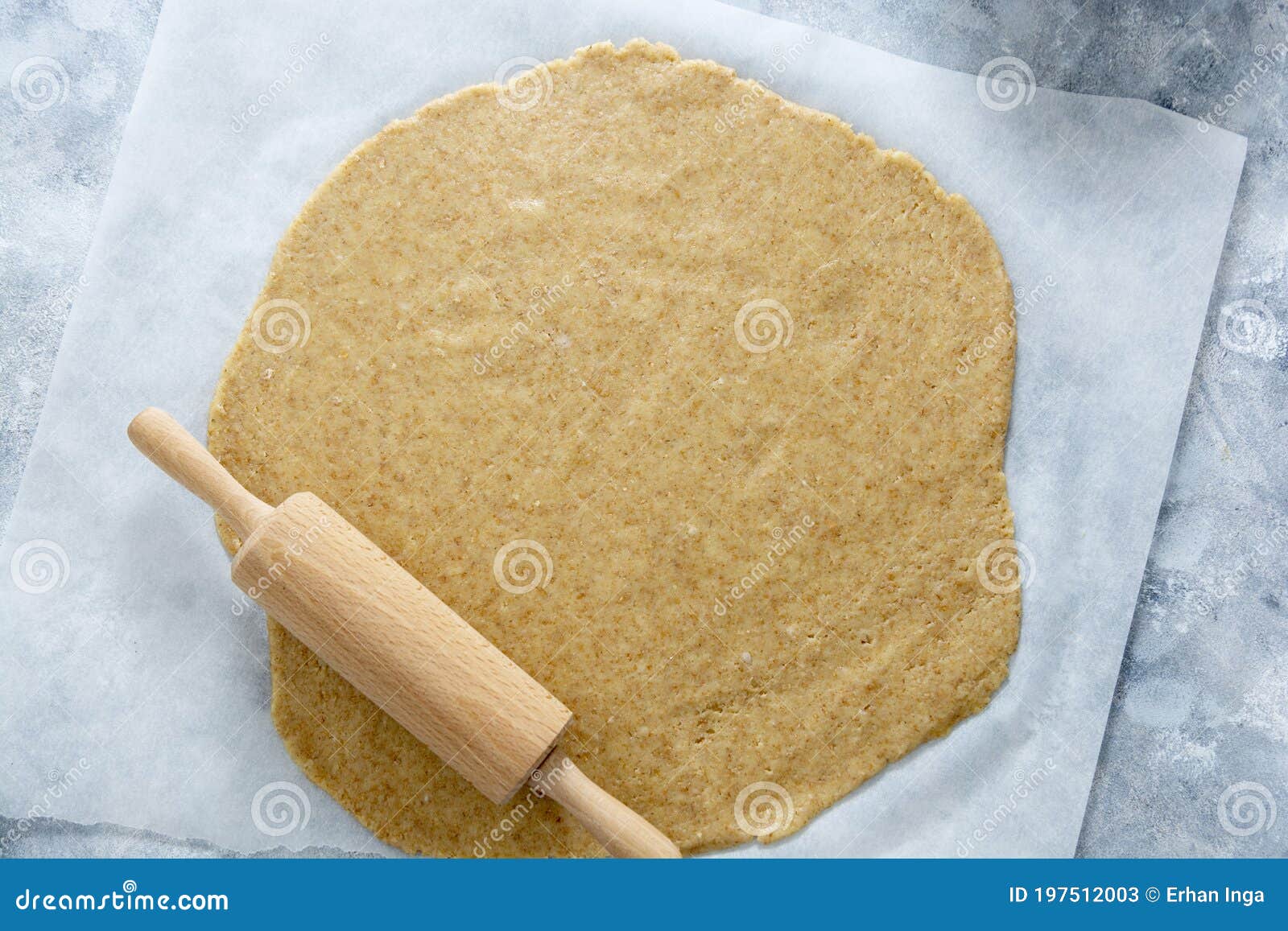 Rolled Out Pie or Cookies Dought on Baking Paper. Top View Stock Image ...