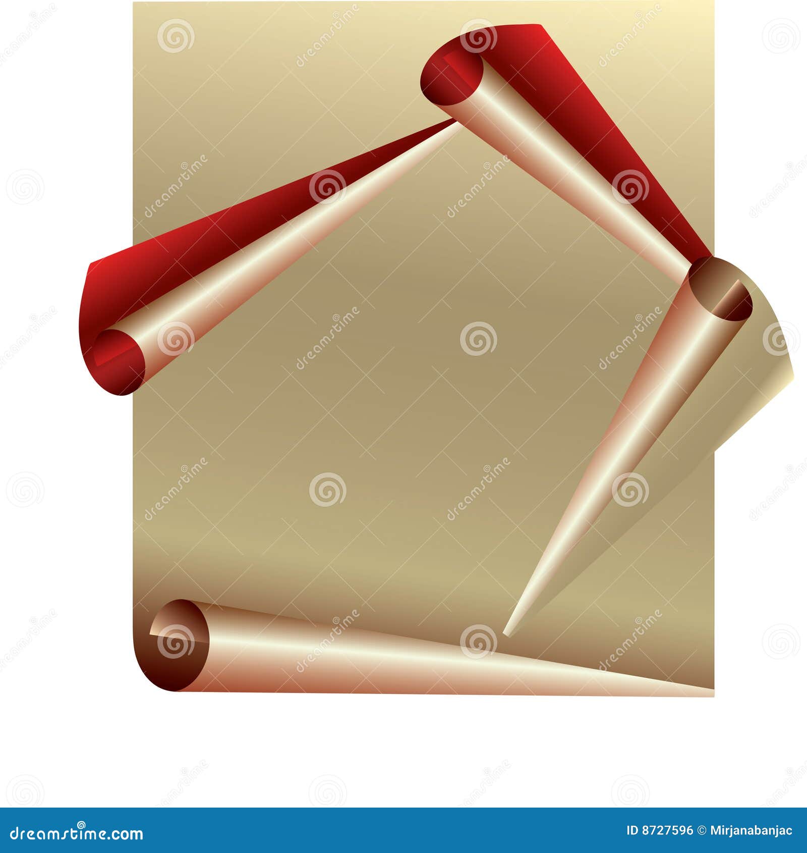 Old Rolled Paper Manuscript Or Papyrus Scroll Vertically Oriented ...