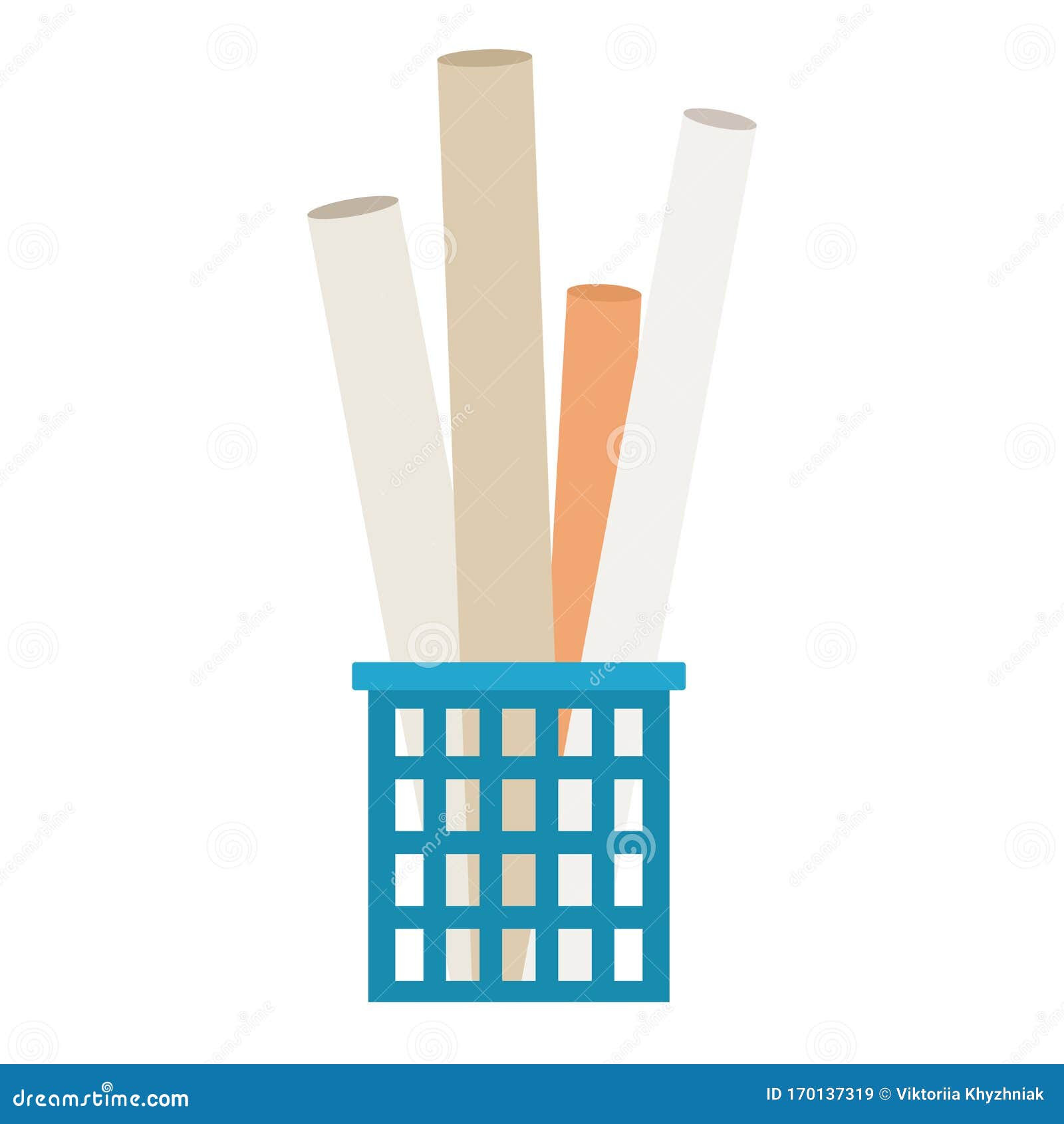 Rolled Paper in the Bucket Vector Flat Isolated. Stock Vector ...