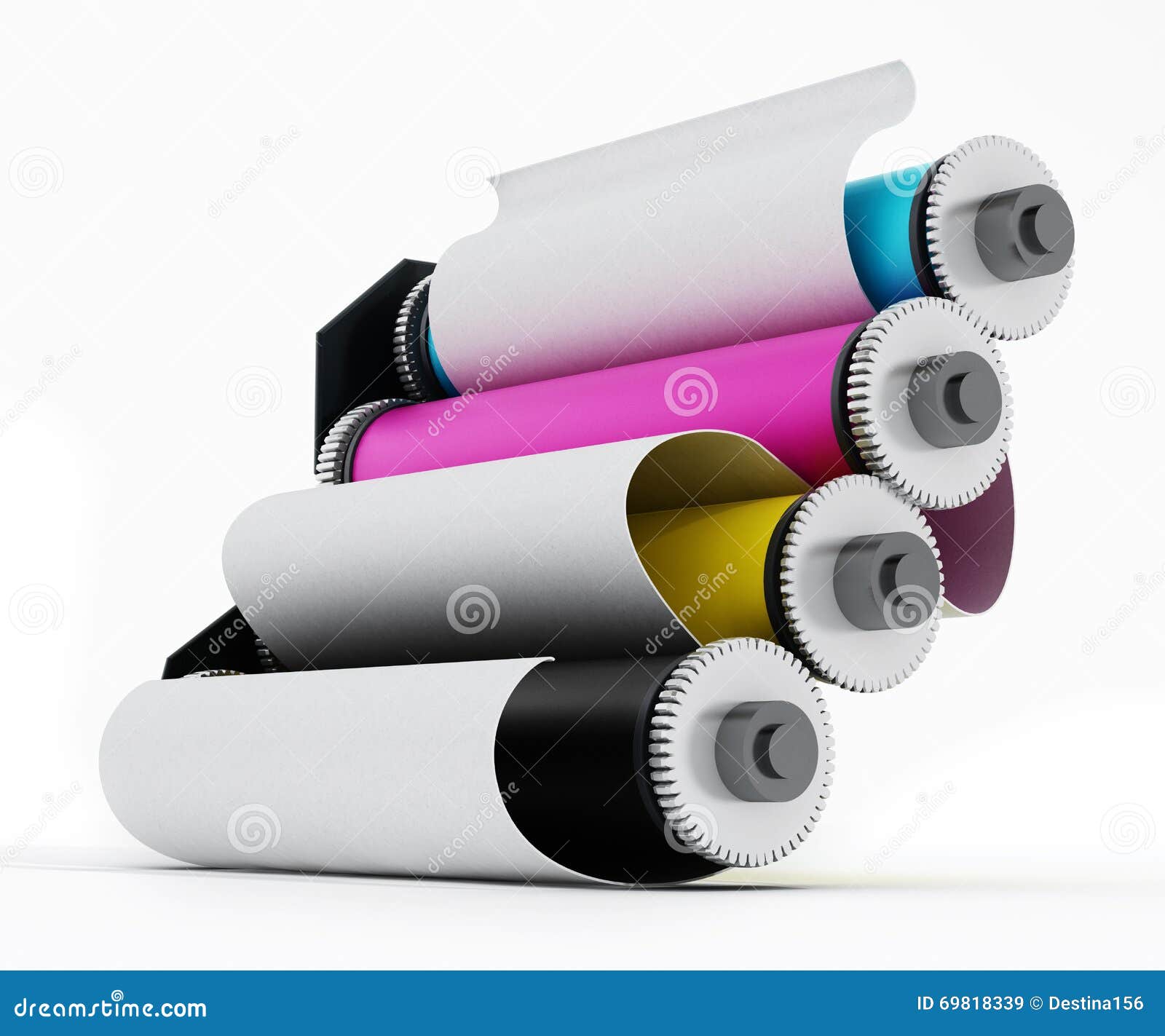 Rolled Paper Inside CMYK Printing Cylinders Stock Illustration ...