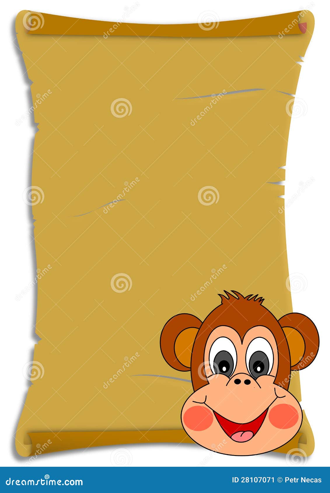 Rolled Paper with a Monkey for Kids Stock Illustration - Illustration ...