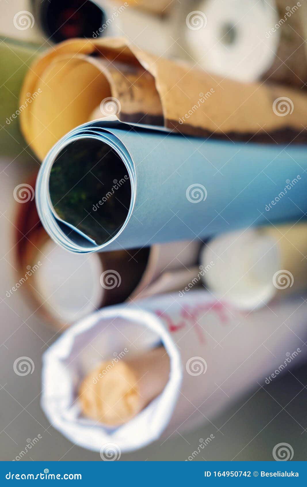 Rolled papers stock photo. Image of roll, equipment - 164950742